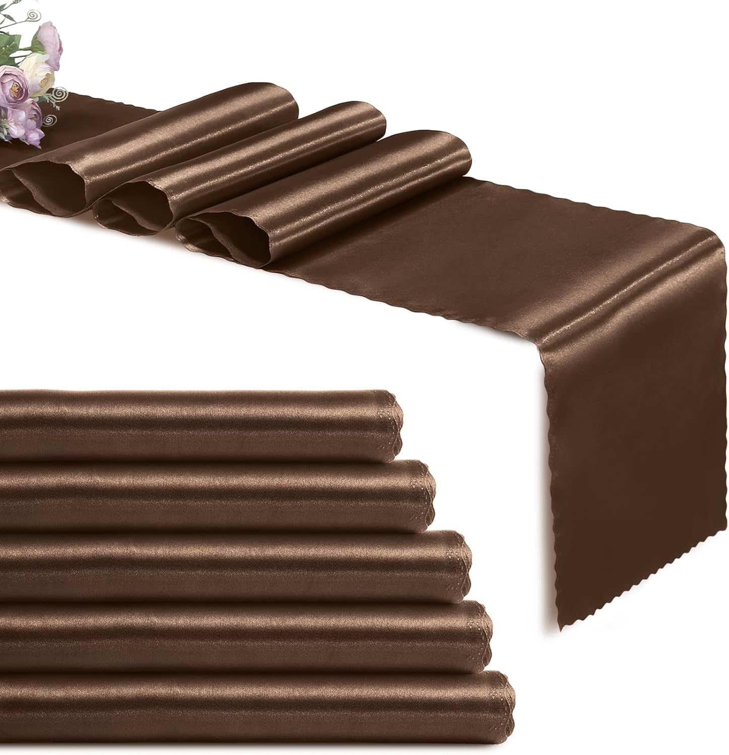 Amazon.com: Eychei Set of 5 Chocolate Brown Satin Table Runners, 12" x ...