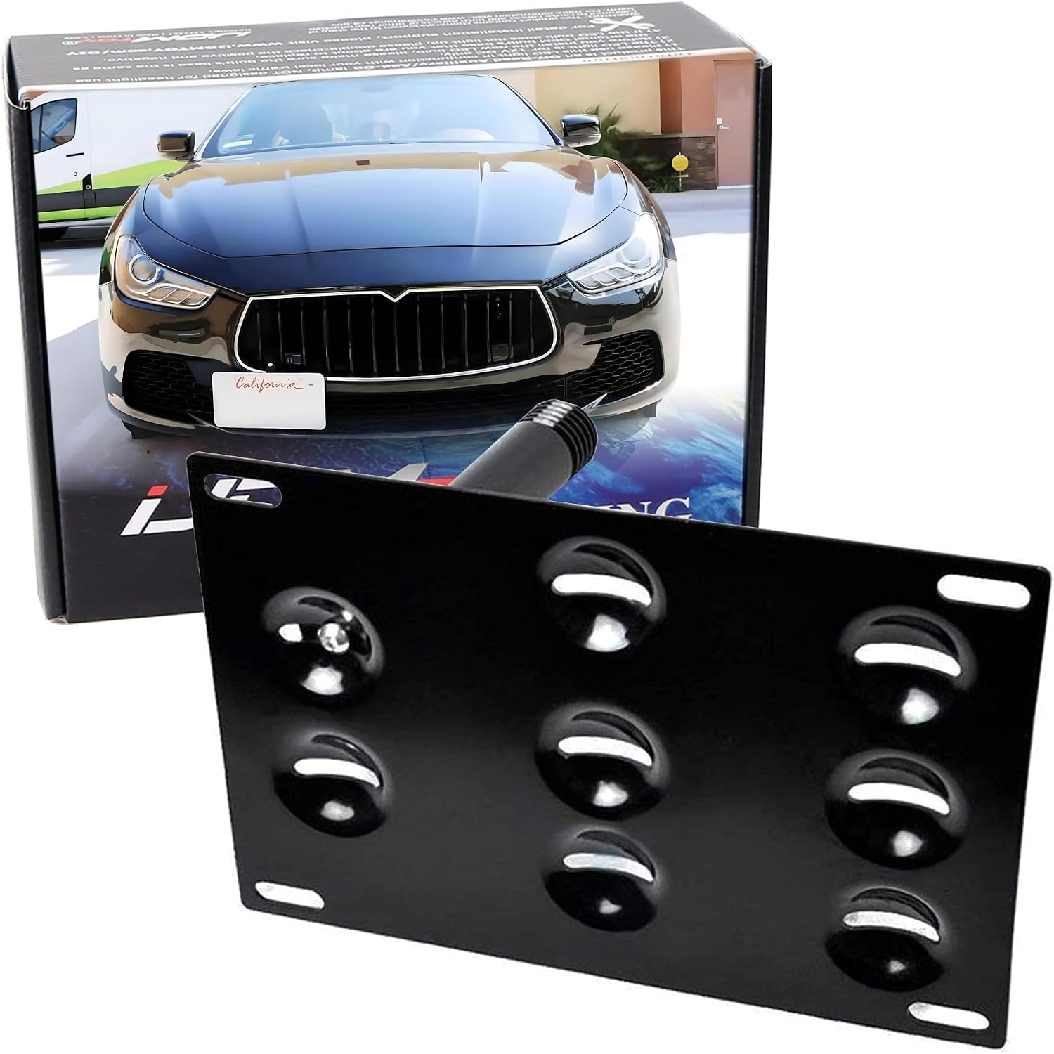iJDMTOY No Drill Front Bumper Tow Hook License Plate Mounting Bracket ...