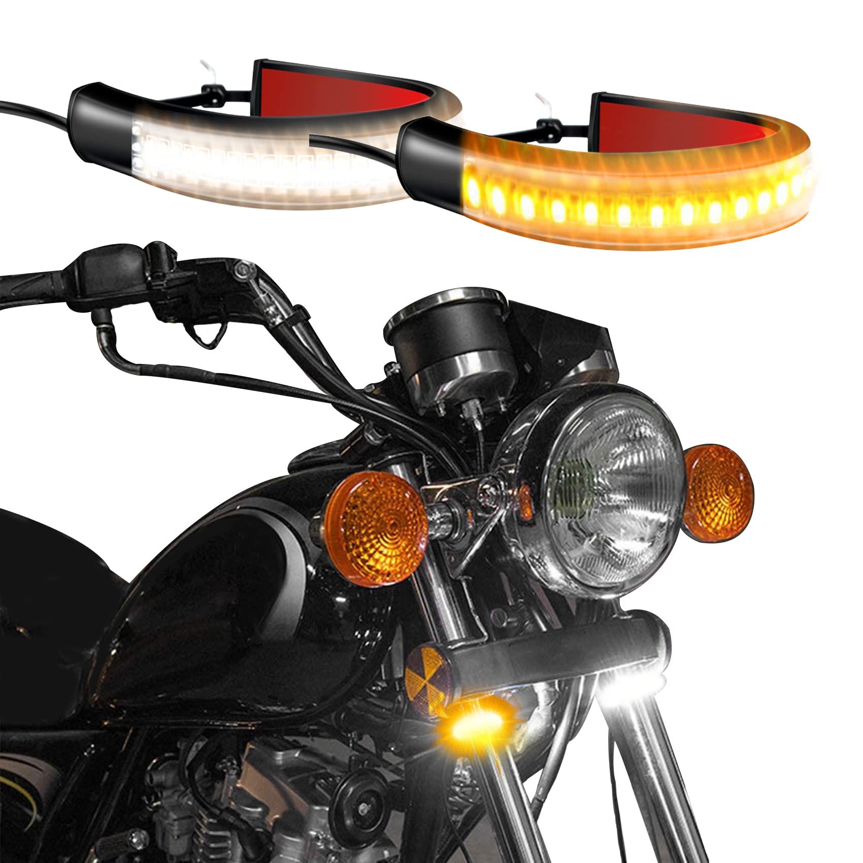 Amazon.com: 2PCS Motorcycle LED Turn Signal Light, Switchback Dual ...