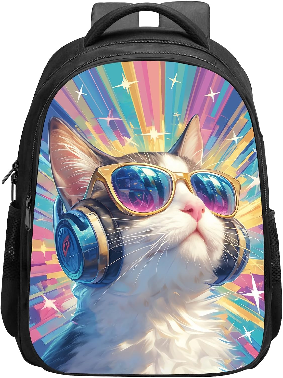 Amazon.com | ALIFAFA Cat Backpack Cool Cat wear Sunglasses Love Music ...