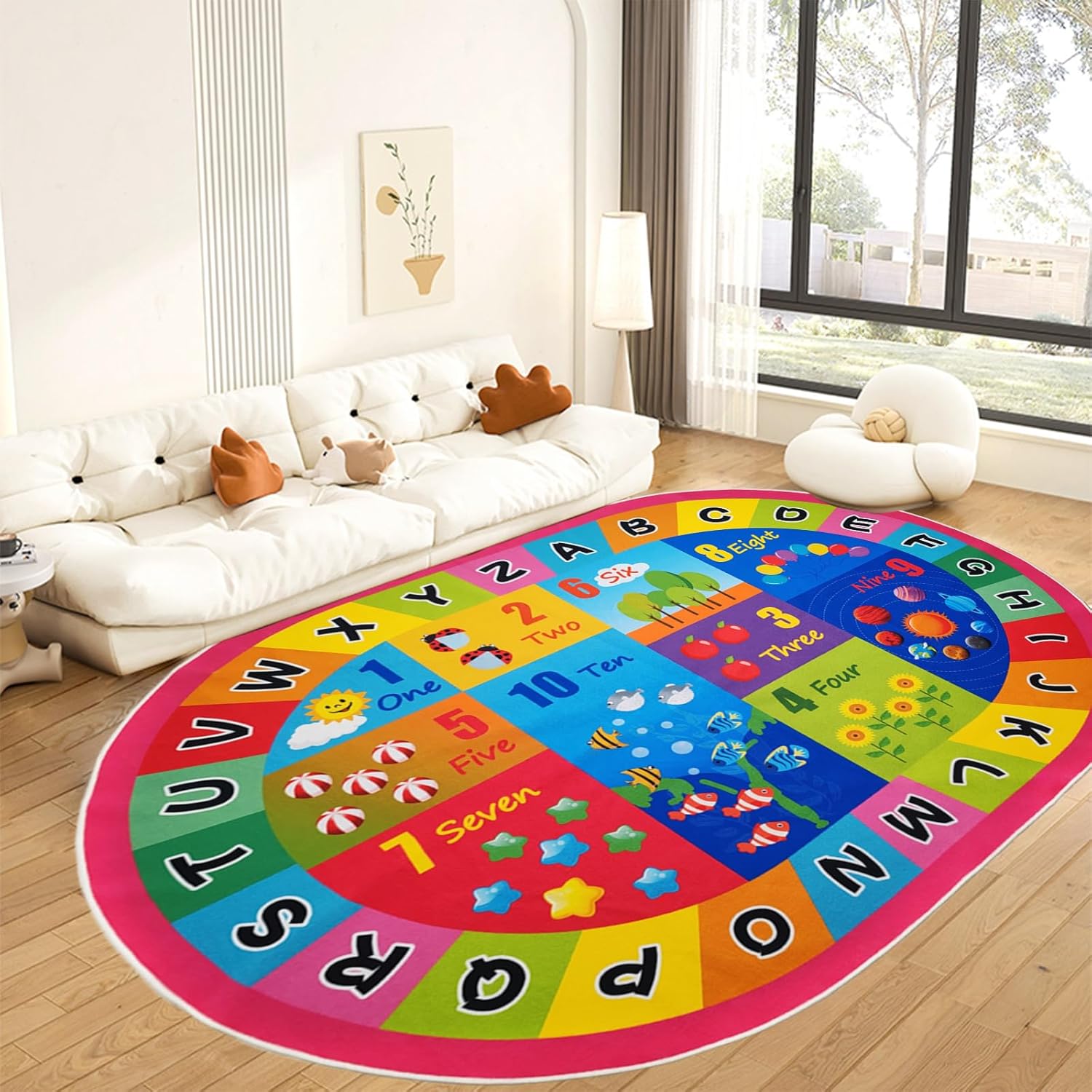 Amazon.com: USTIDE Large Oval Kids Rug Carpet 6x9,ABC Alphabet Numbers ...