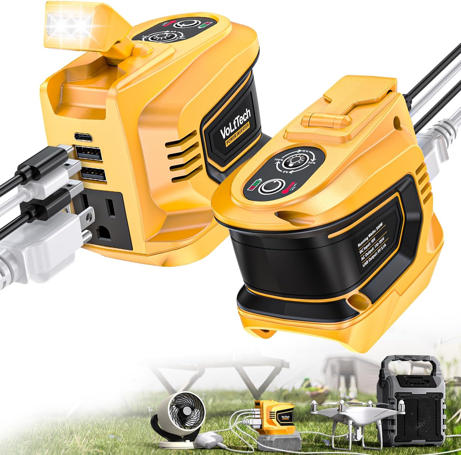 Amazon.com: Kzreect 220W Power Inverter Compatible with Dewalt 18V/20V ...