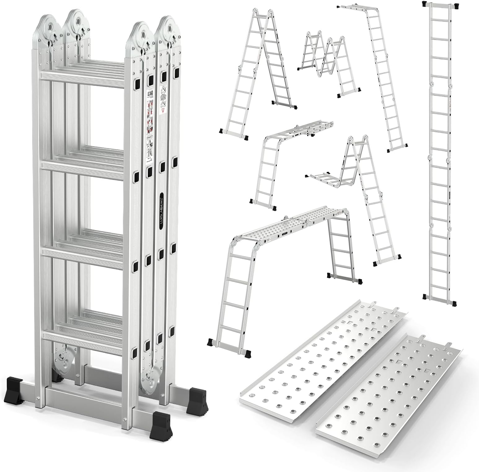 Ladder Stabilizer and Bryner 7 in 1 Multi-Purpose Ladder Aluminium 12 ...