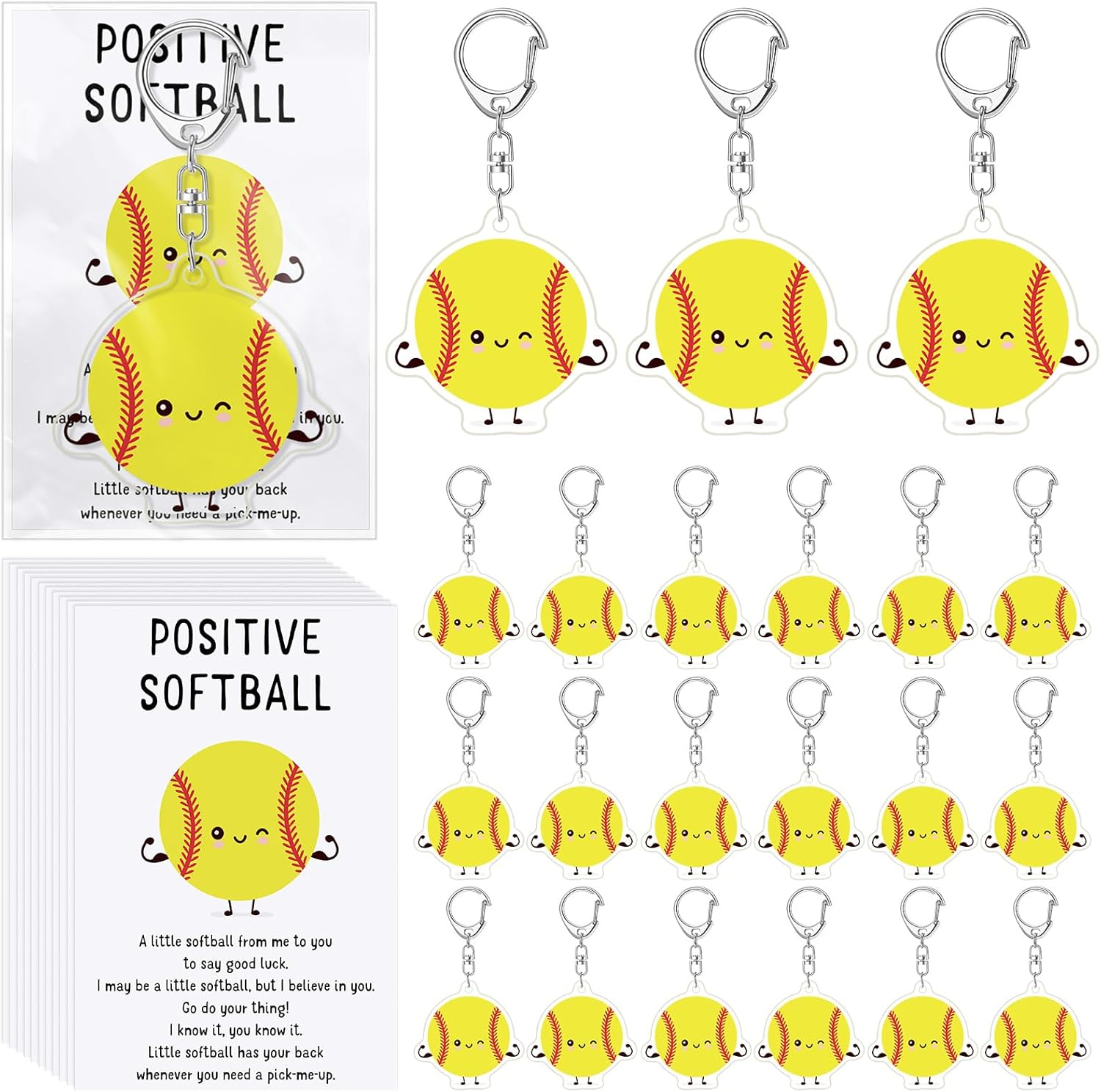 Amazon.com: Equsion 20 Set Softball Keychain Bulk Emotional Gift Smile ...