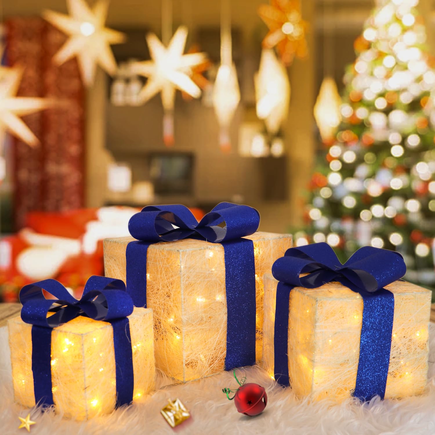 Amazon.com: Set of 3 Christmas Lighted Gift Boxes,70 LED Christmas Box ...