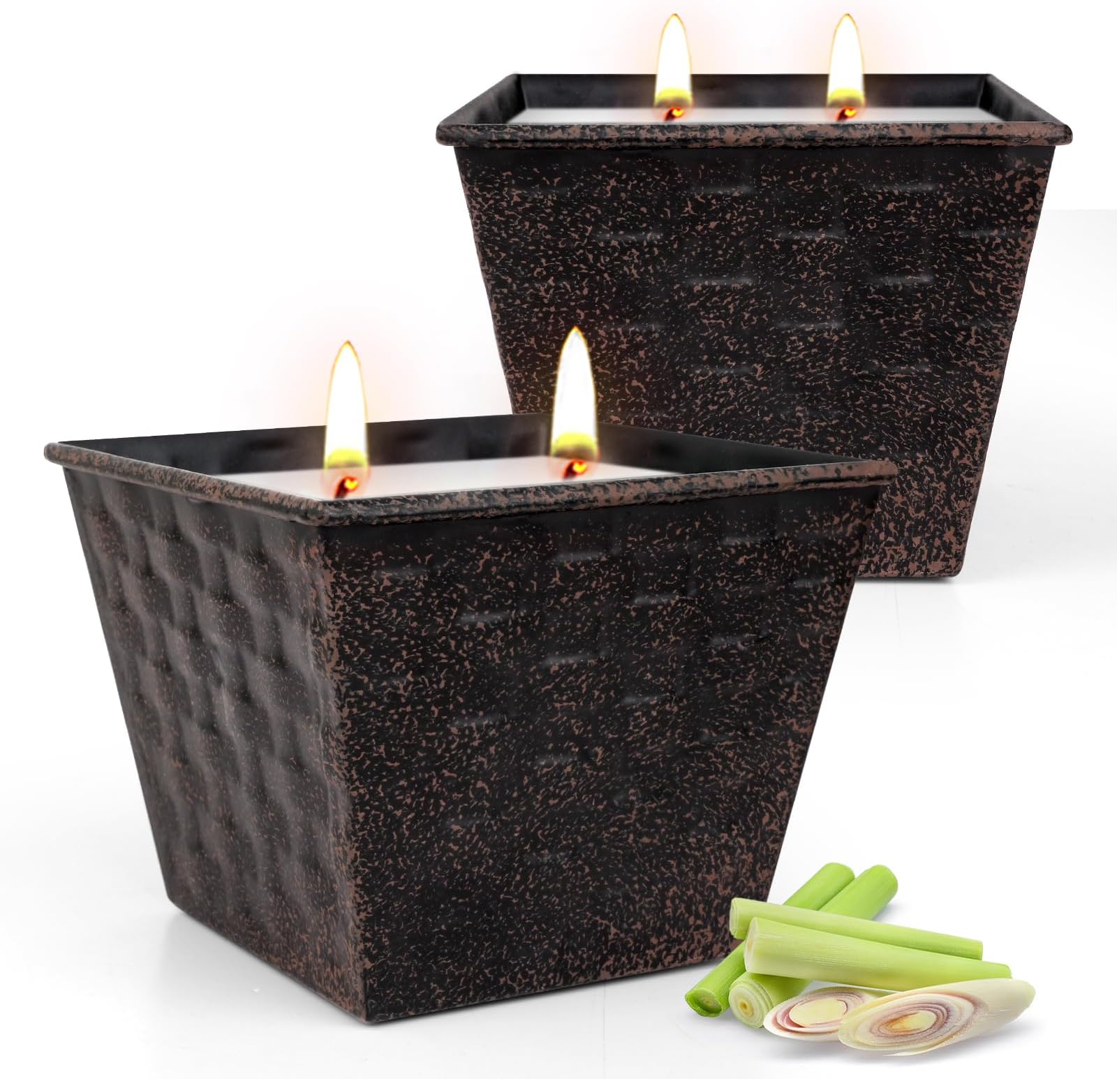Citronella Candles Outdoor – 2 x 12 oz Large 2-Wick Soy Wax Candles, Up ...