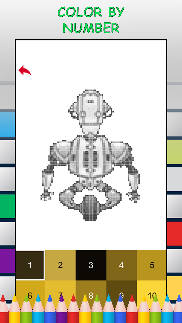 Robots Color by Number - Free Pixel Art Game - Coloring Book Pages ...