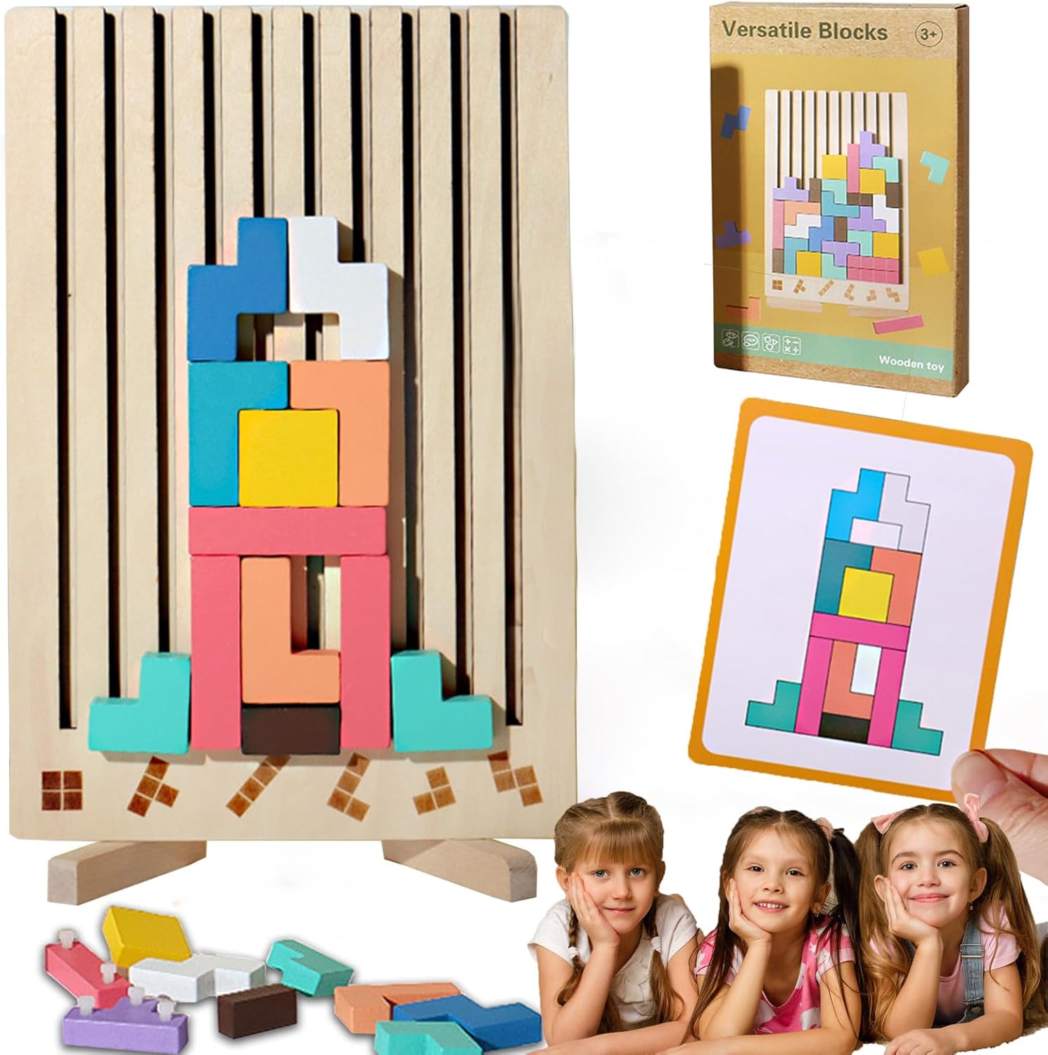 Amazon.com: MLAZOGYPA Wooden Stacking Puzzle Toy for Kids Ages 3-6 ...