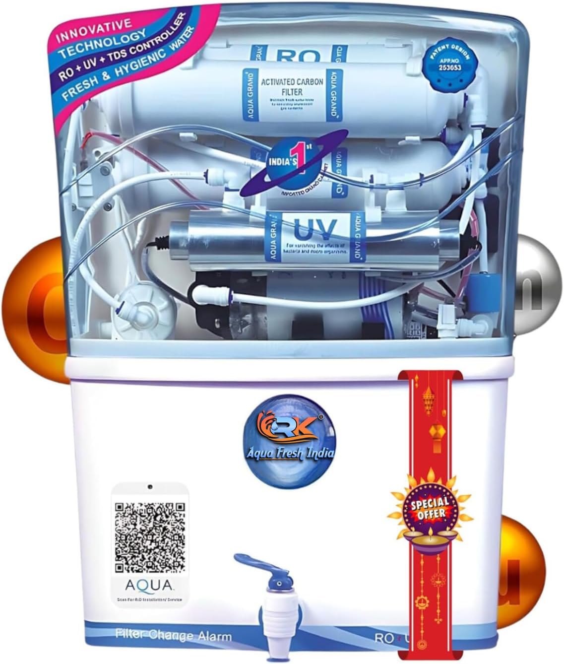 Kinsco Aqua Flame 18 Litre Copper RO Water Purifier - RO + UV + UF ...