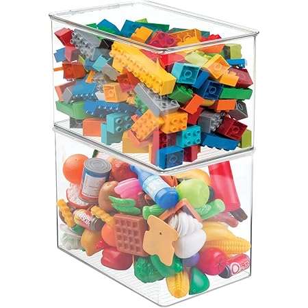 Amazon.com: mDesign Plastic Stackable Toy Box Storage Organizer Bin ...