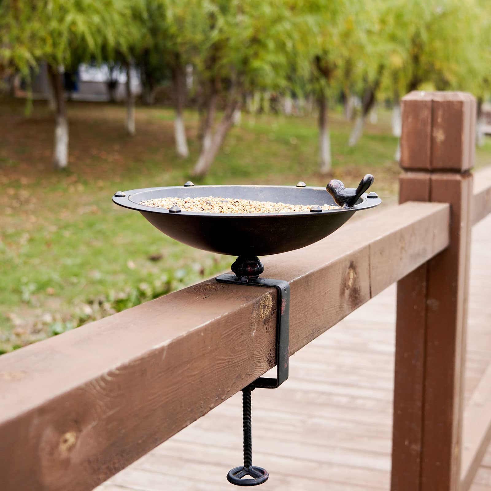 Snapklik.com : HLQMFHT 11 Inchs Diam Deck Mounted Bird Bath,Metal Bird ...