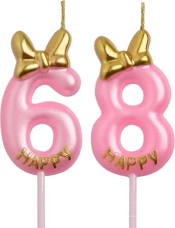 Amazon.com: AOOLADA 68th 86th Birthday Candles, Pink 86 68 Year Old ...