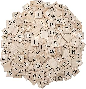 Amazon.com: 400 PCS Wood Scrabble Tiles DIY Wooden Scrabble Letters for ...