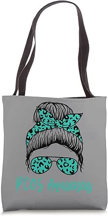 Amazon.com: Polycystic Ovary Syndrome PCOS Messy Bun Support Women Tote ...