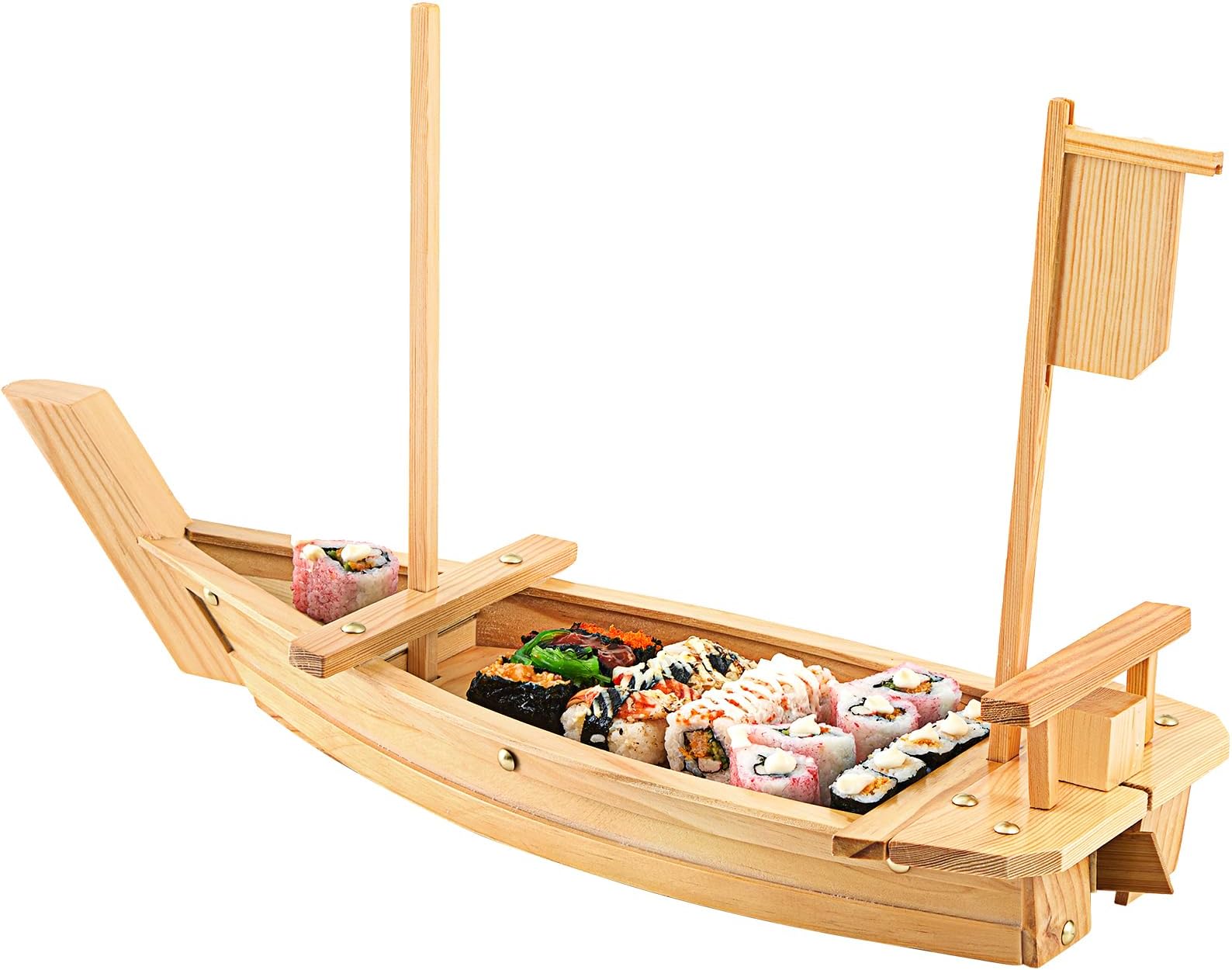 Amazon.com: Juexica Wooden Sushi Boat Serving Tray Japanese Sushi Plate ...