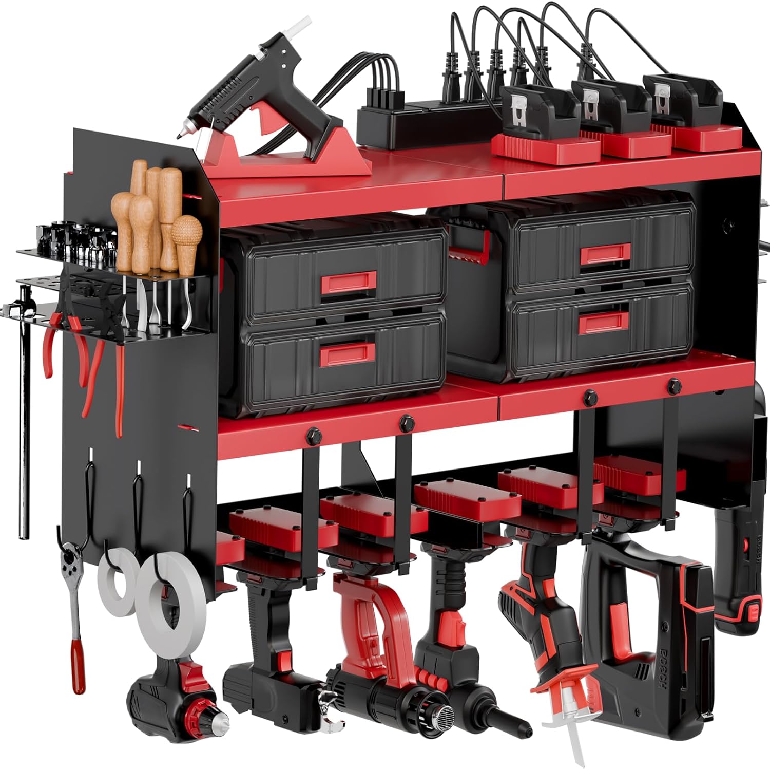 Amazon.com: JXOYF Power Tool Organizer Wall Mount Charging Station with ...