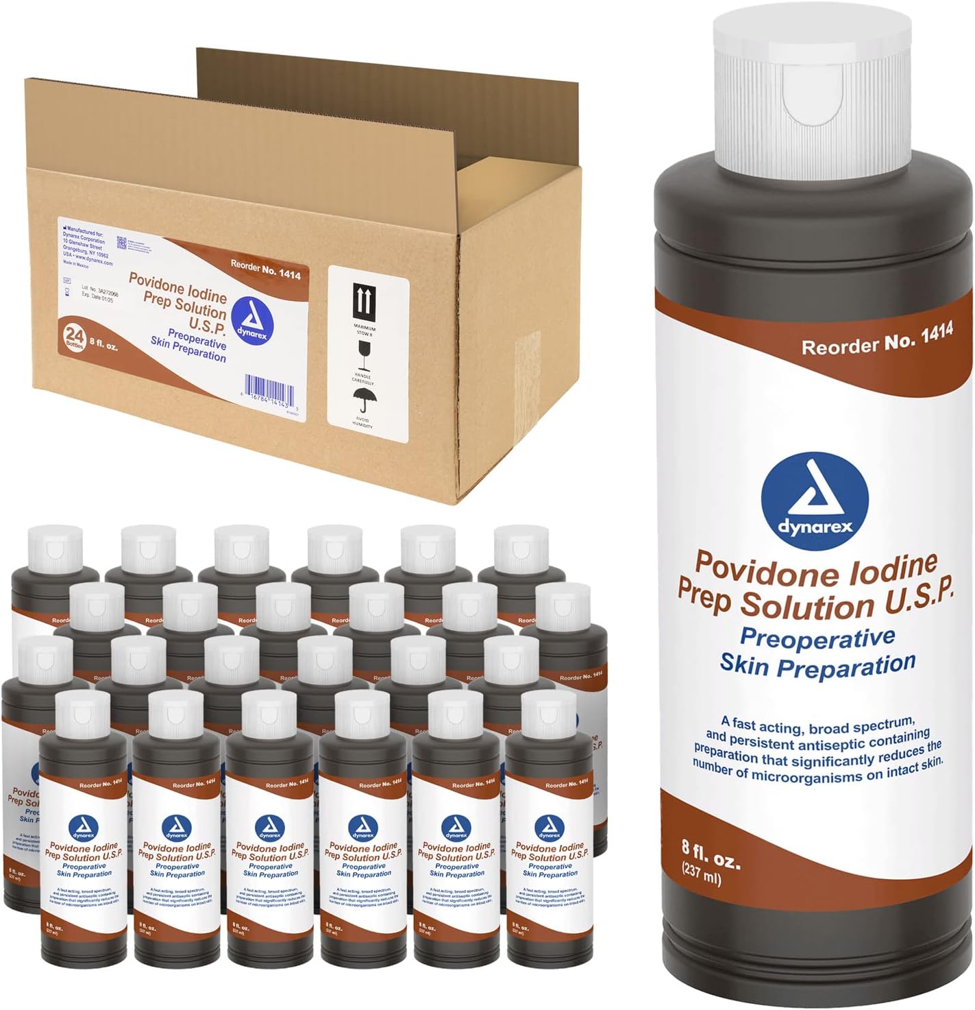 Amazon.com: Dynarex Povidone-Iodine Prep Solution, Antiseptic Solution ...