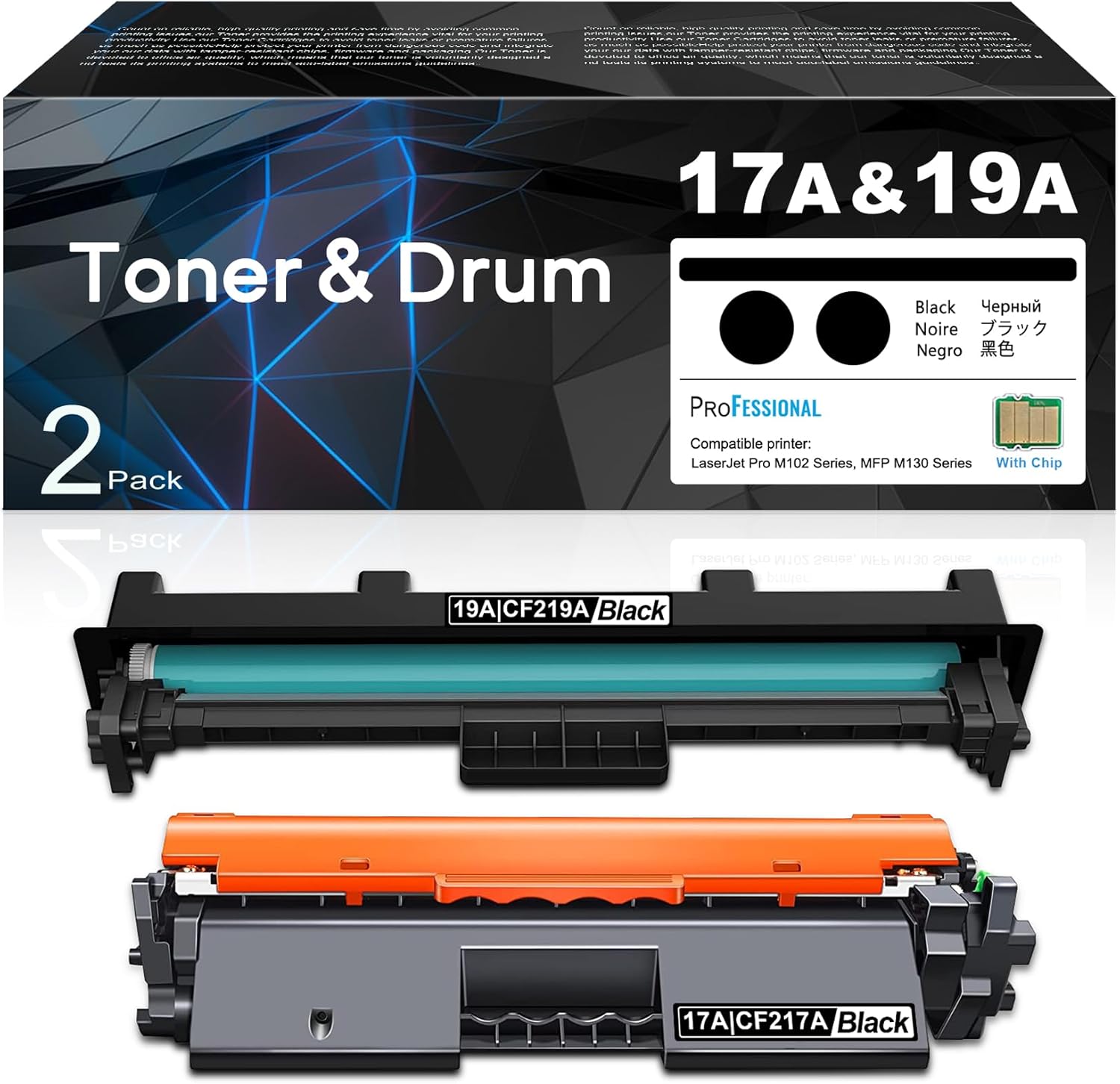Amazon.com: 17A CF217A Black Toner & 19A CF219A Black Drum (2-Pack ...