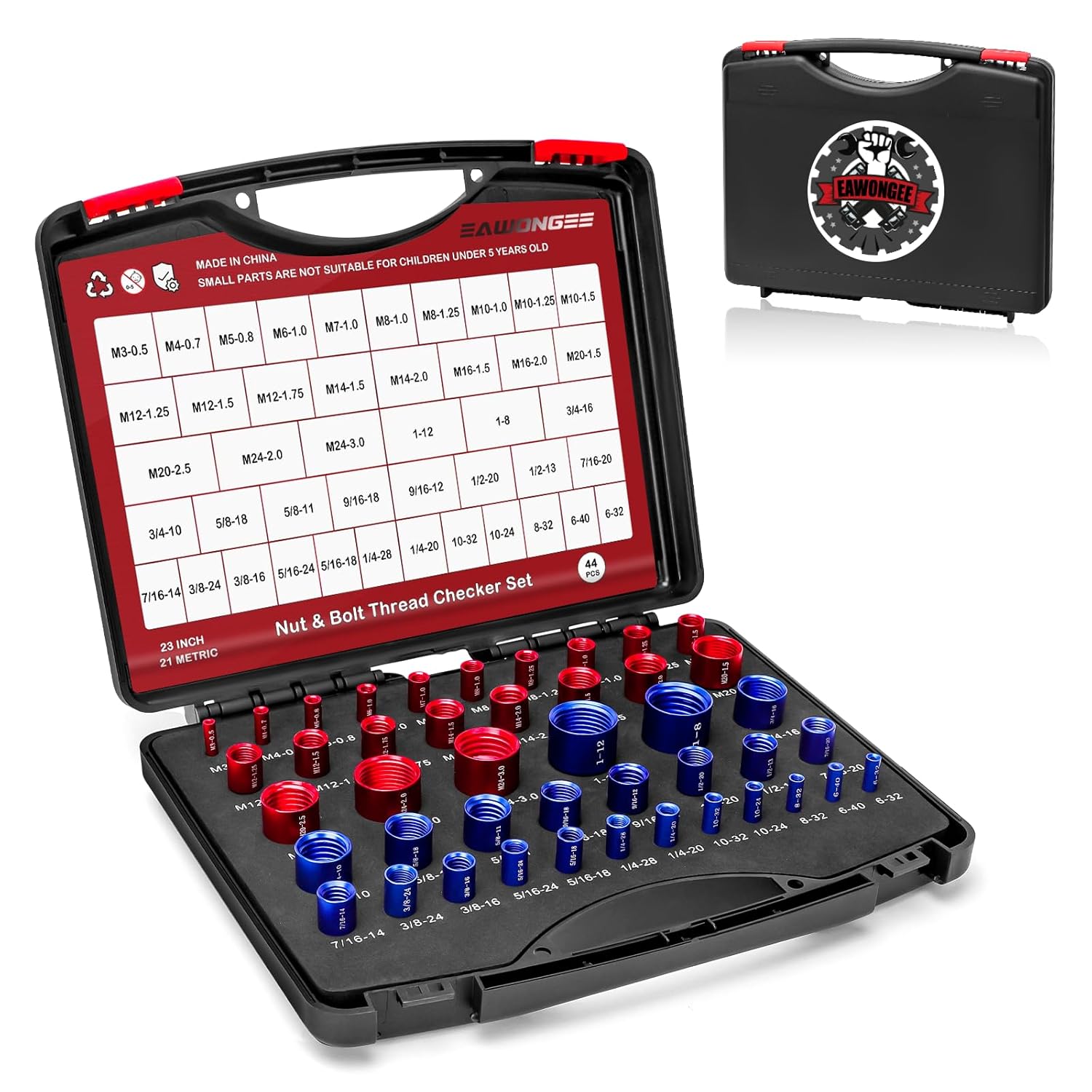 Nut and Bolt Thread Checker (Red & Blue) Nut and Bolt Size Gauge- 23 ...