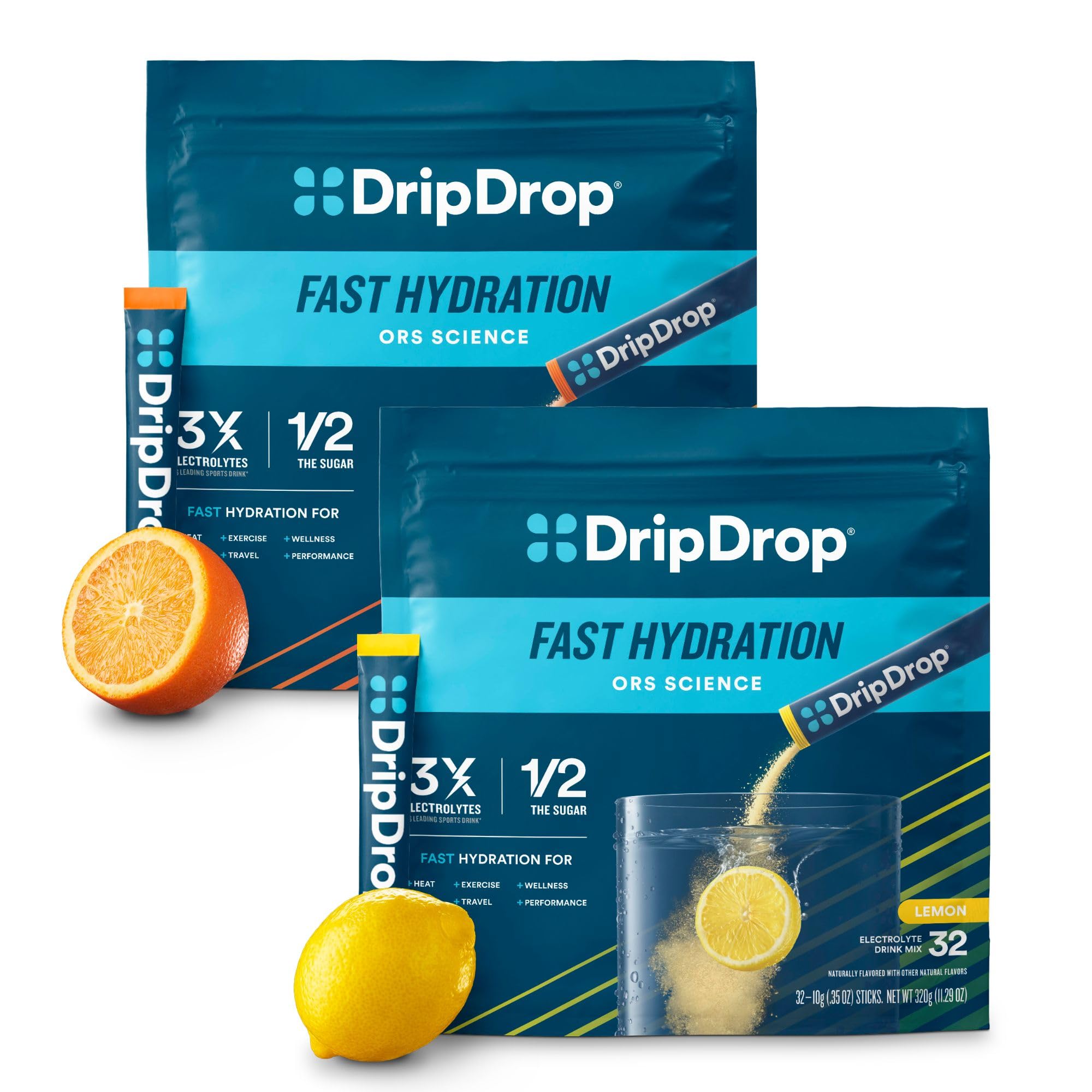 Amazon.com: DripDrop Hydration - Electrolyte Powder Packets - Lemon & Orange Citrus Bundle - 64 ...