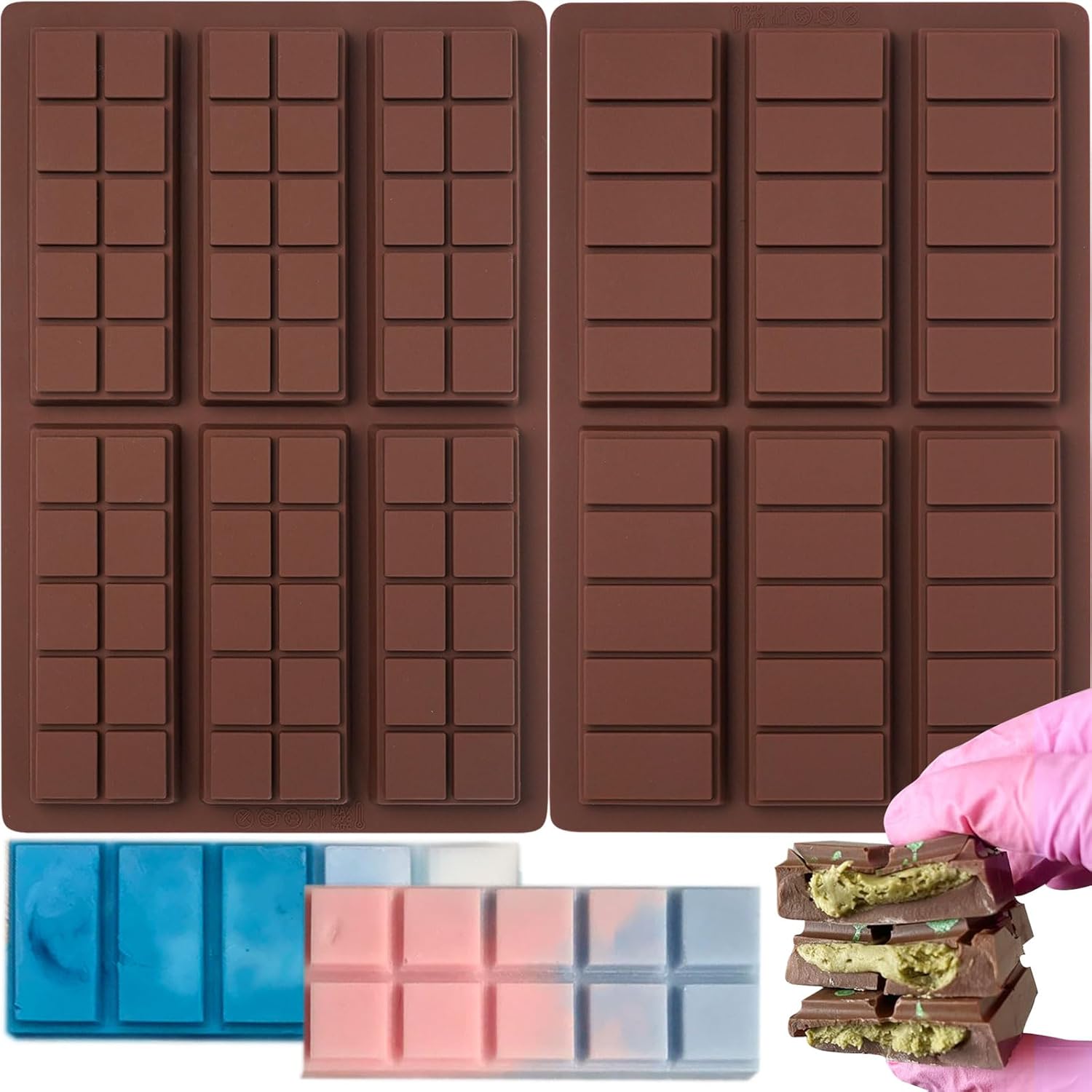 Amazon.com: Chocolate Bar Molds, Silicone Snap Bars Making Set, Break ...