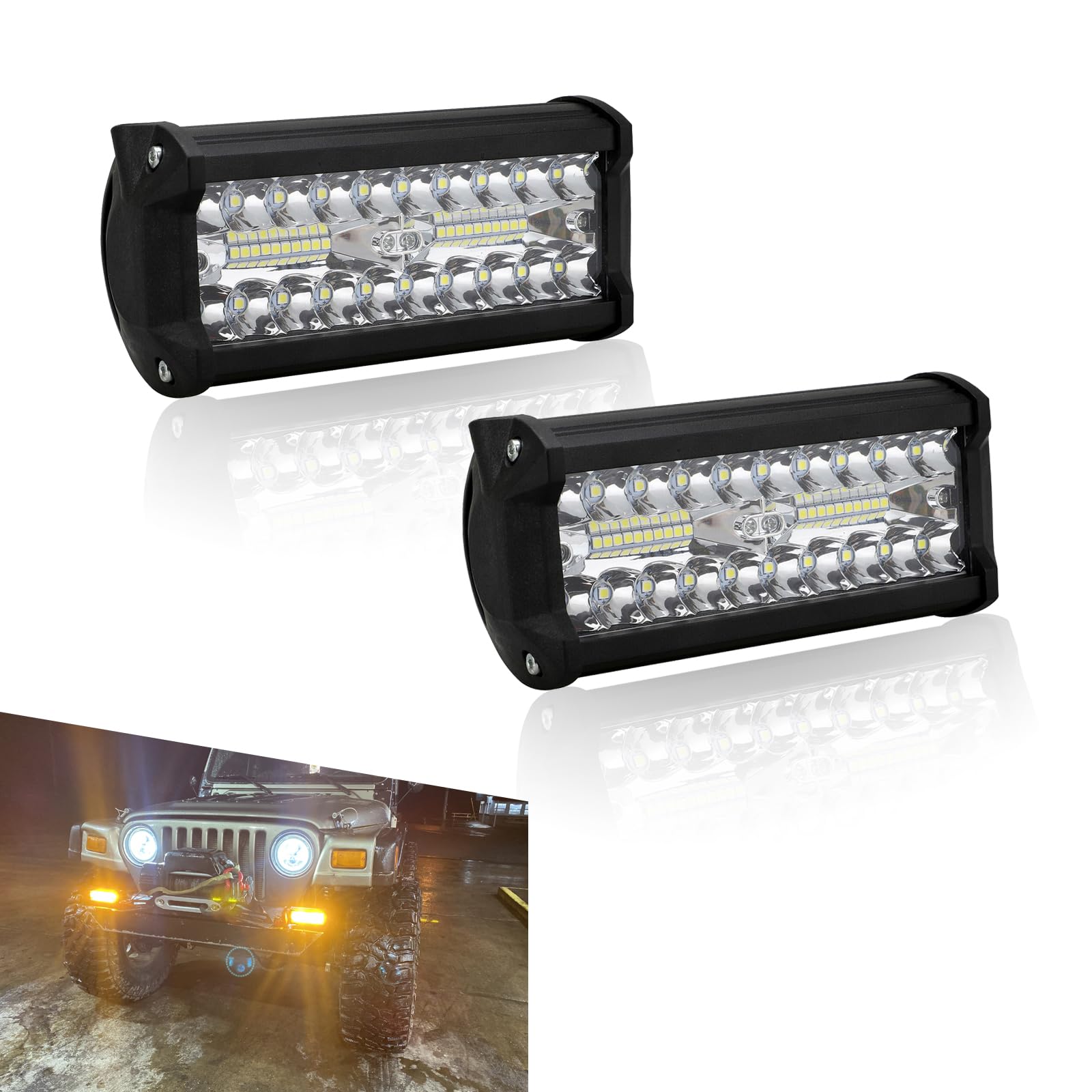 Amazon.com: Slykew 2 PCS Car LED Light Bar for Front Bumper, 7In Three ...