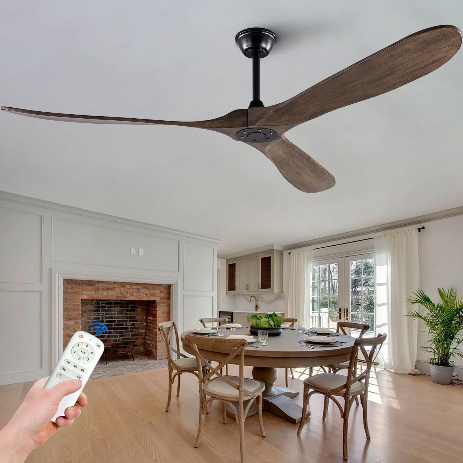 Amazon.com: KBZZ 72 Inch Ceiling Fan with Remote Control No Light Wood ...