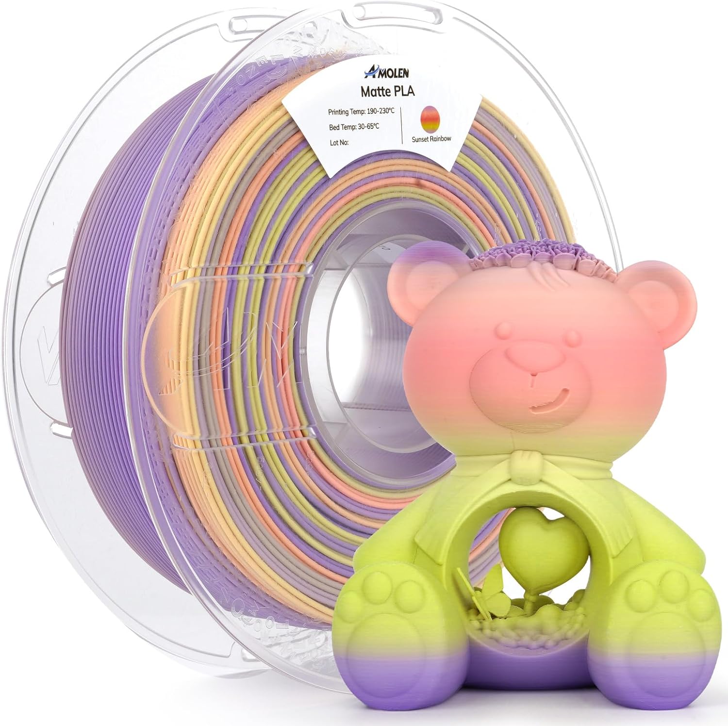 Amazon.com: AMOLEN Matte Rainbow PLA 3D Printer Filament 1.75mm ...