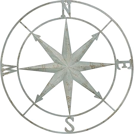 Amazon.com: Creative Co-Op Decorative Round Metal Compass Wall Décor ...