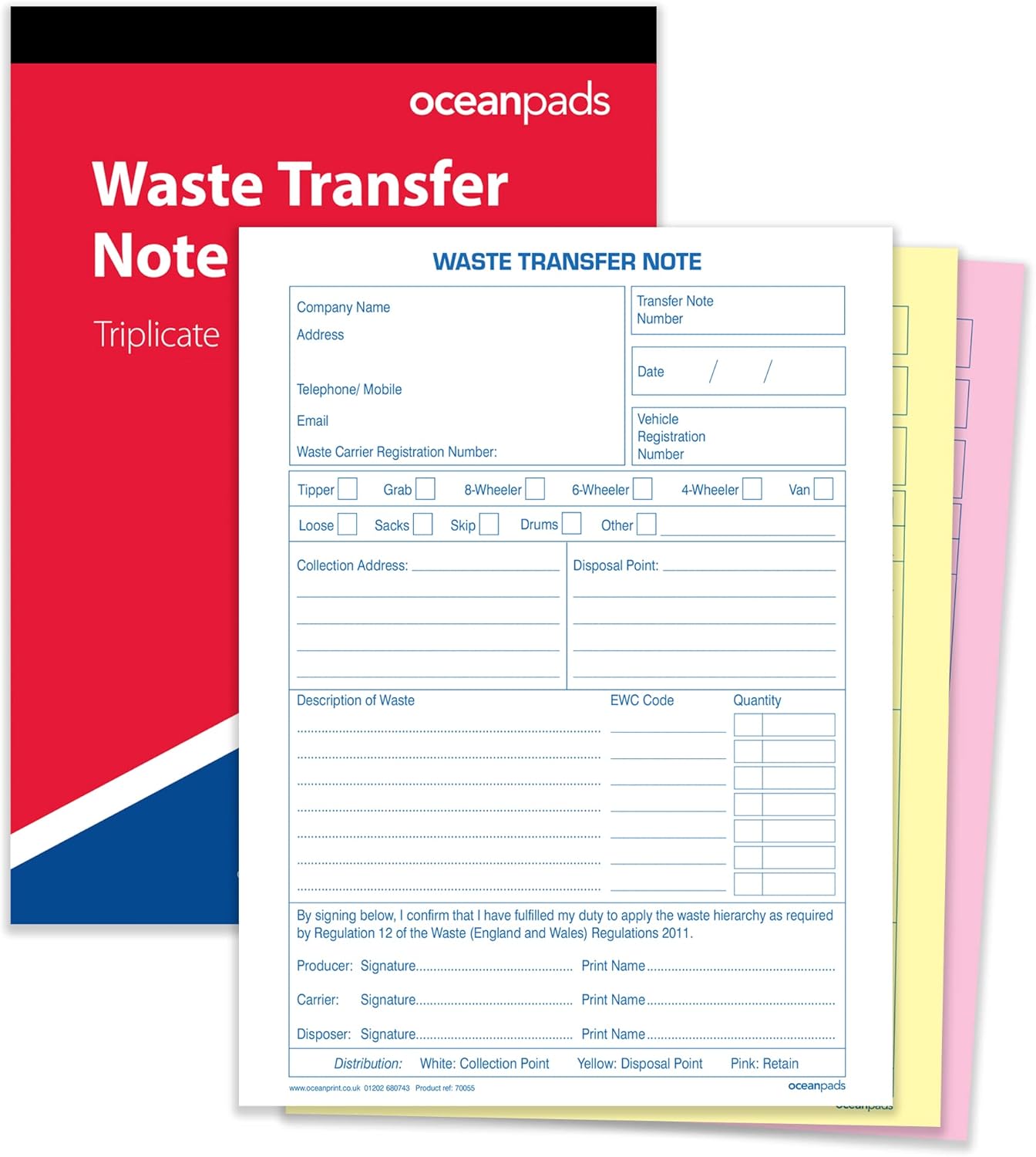 Ocean Pads Waste Transfer Note A5 50 Sets Book 3-Part Carbonless Paper ...
