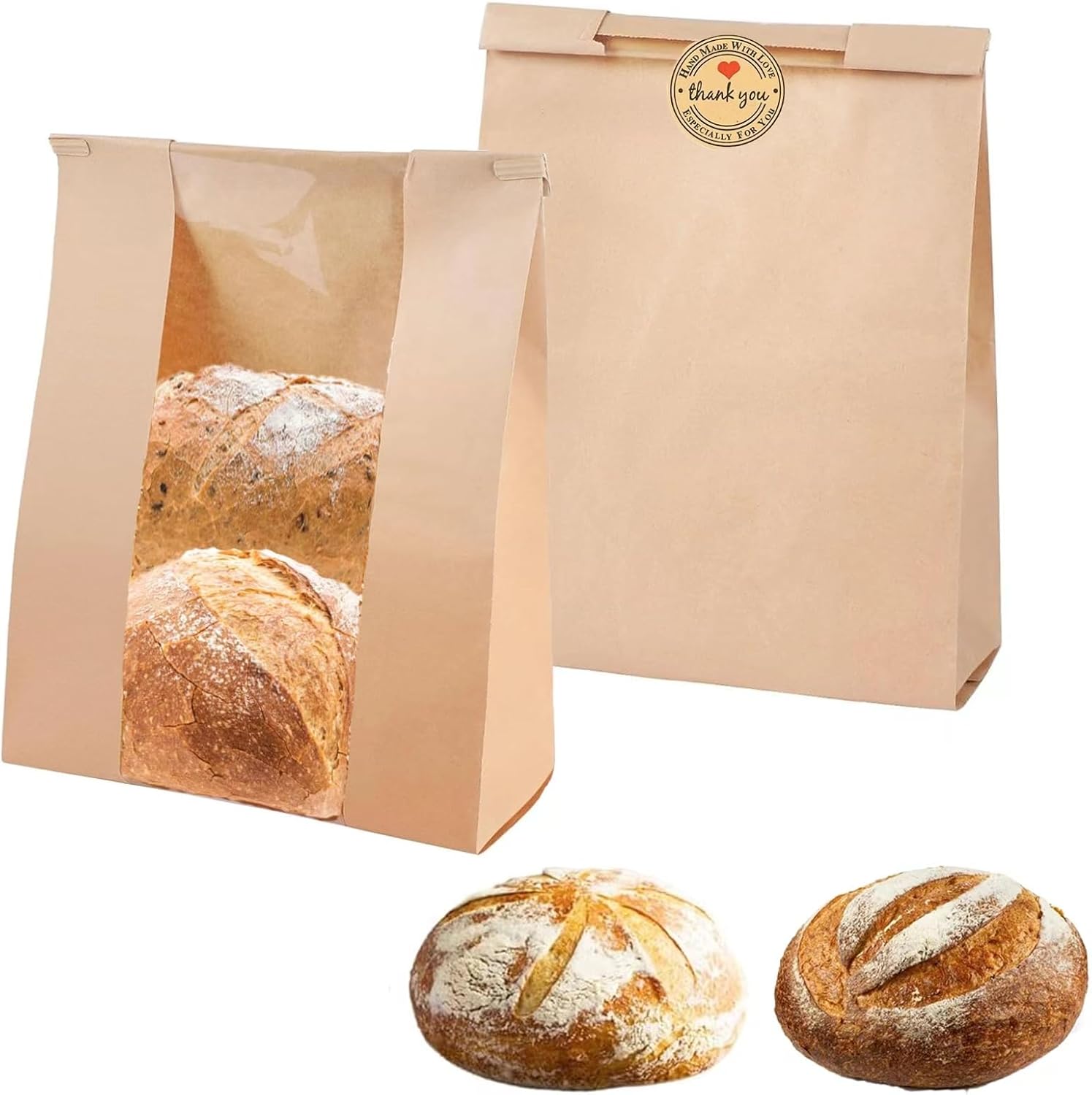 Amazon.com: 100 Pcs(13.7x8.2x3.5 in) Paper Bread Bags for Homemade ...