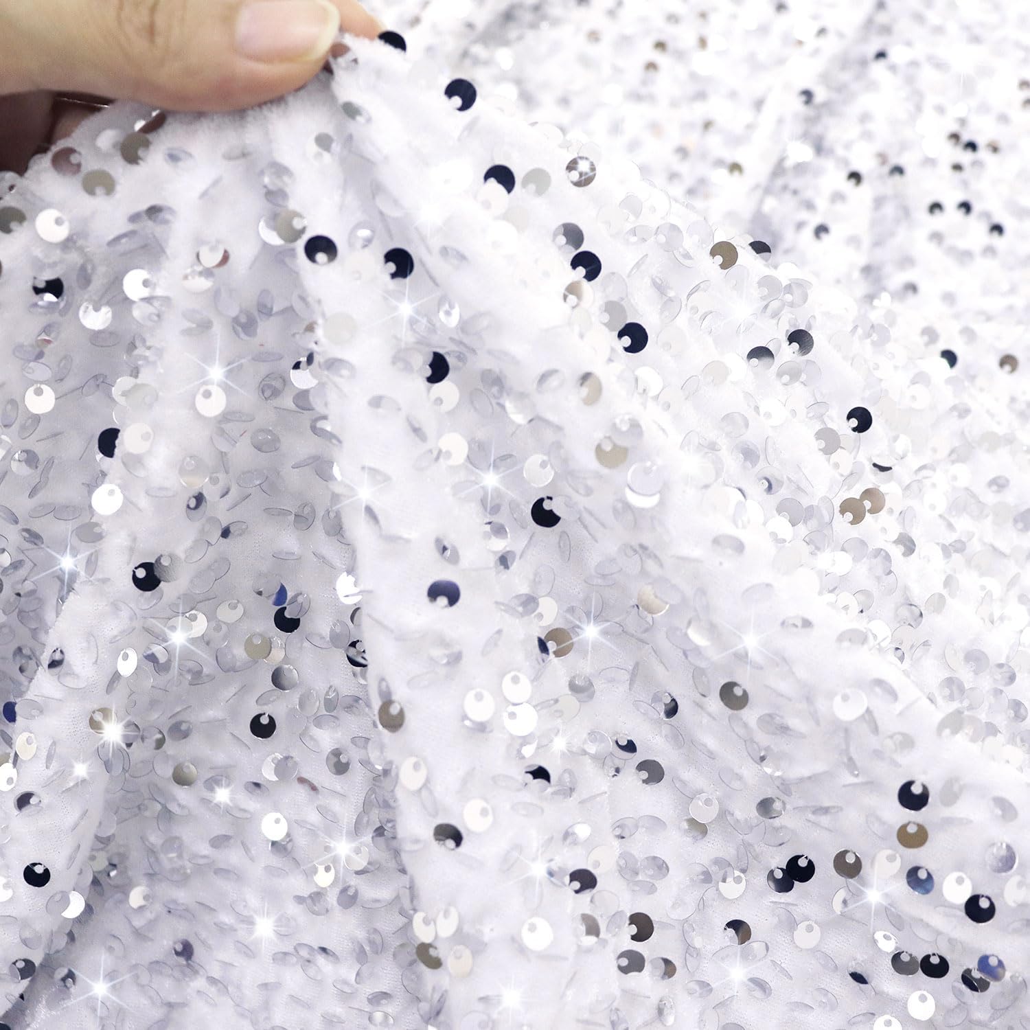 Amazon.com: PATYDEST White Sequin Fabric by The Yard Mermaid Glitter ...