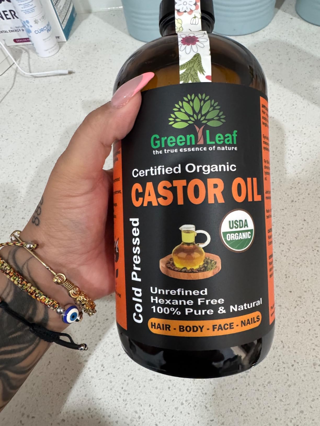 Organic Castor Oil 1 LITRE + 50ml Free (Glass Bottle) Pure, Cold ...