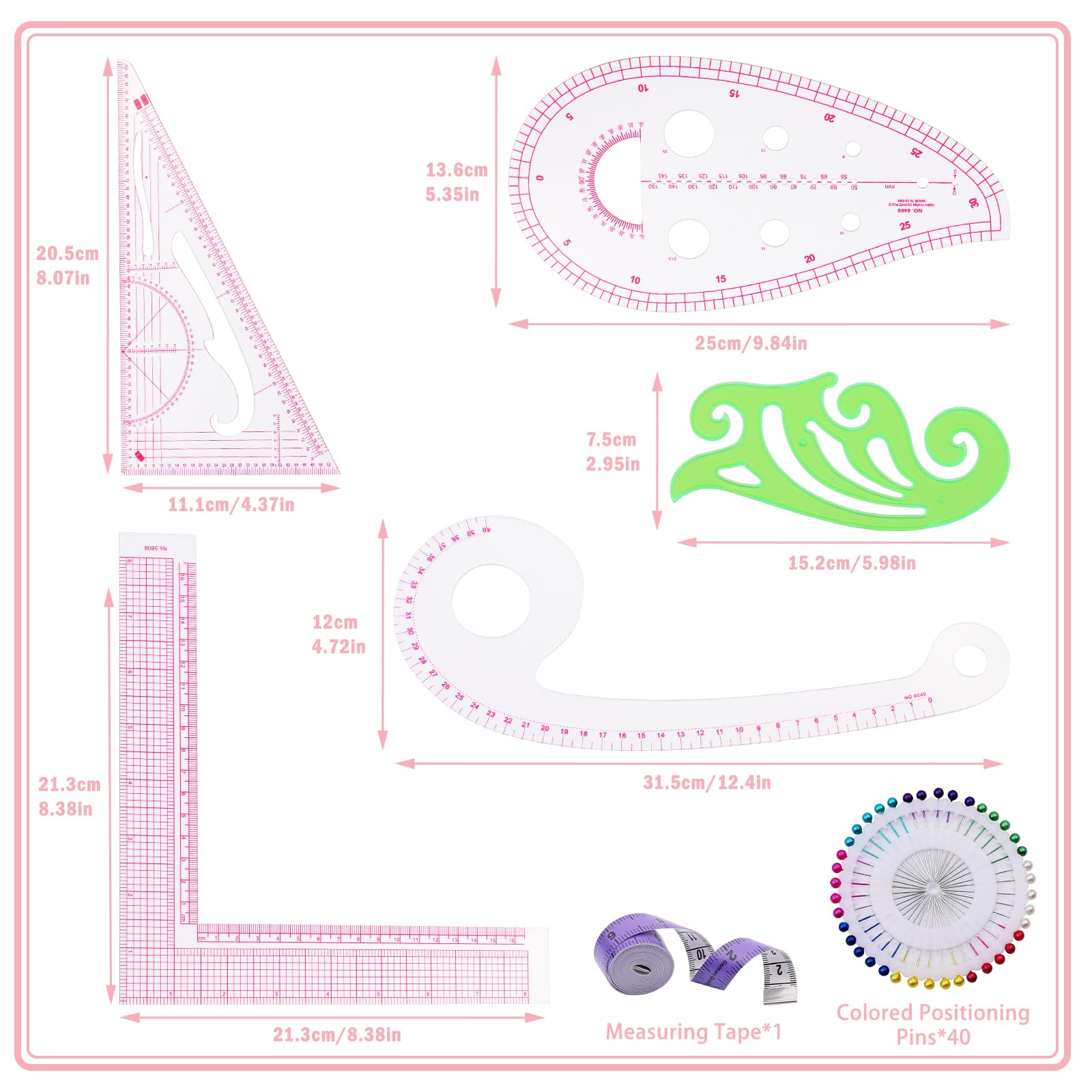 Snapklik.com : Sewing Curve Ruler Set,7 PCS French Curve Ruler For ...
