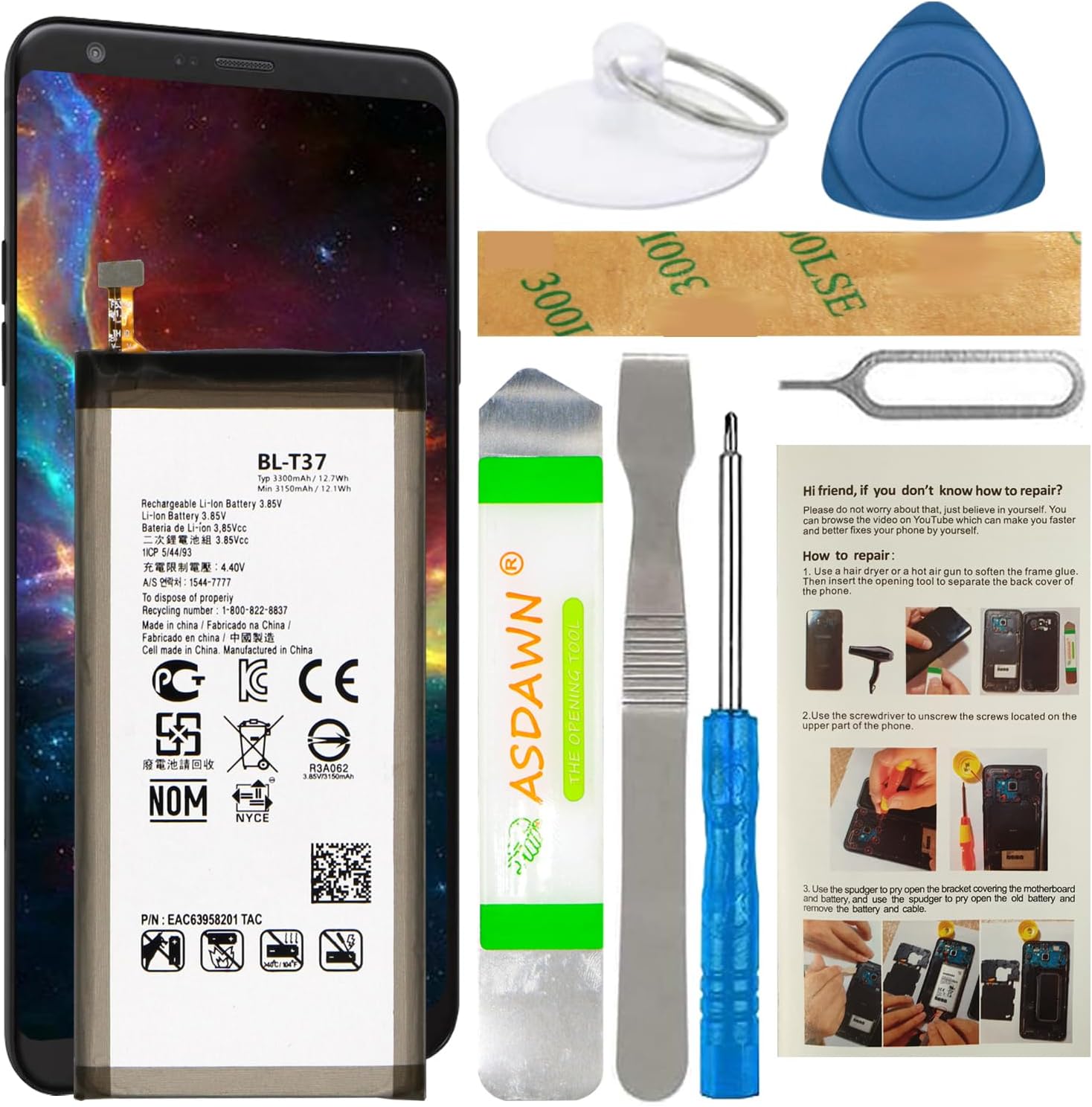 Amazon.com: ASDAWN BL-T37 for LG Stylo 4 Battery Replacement, for V40 ...