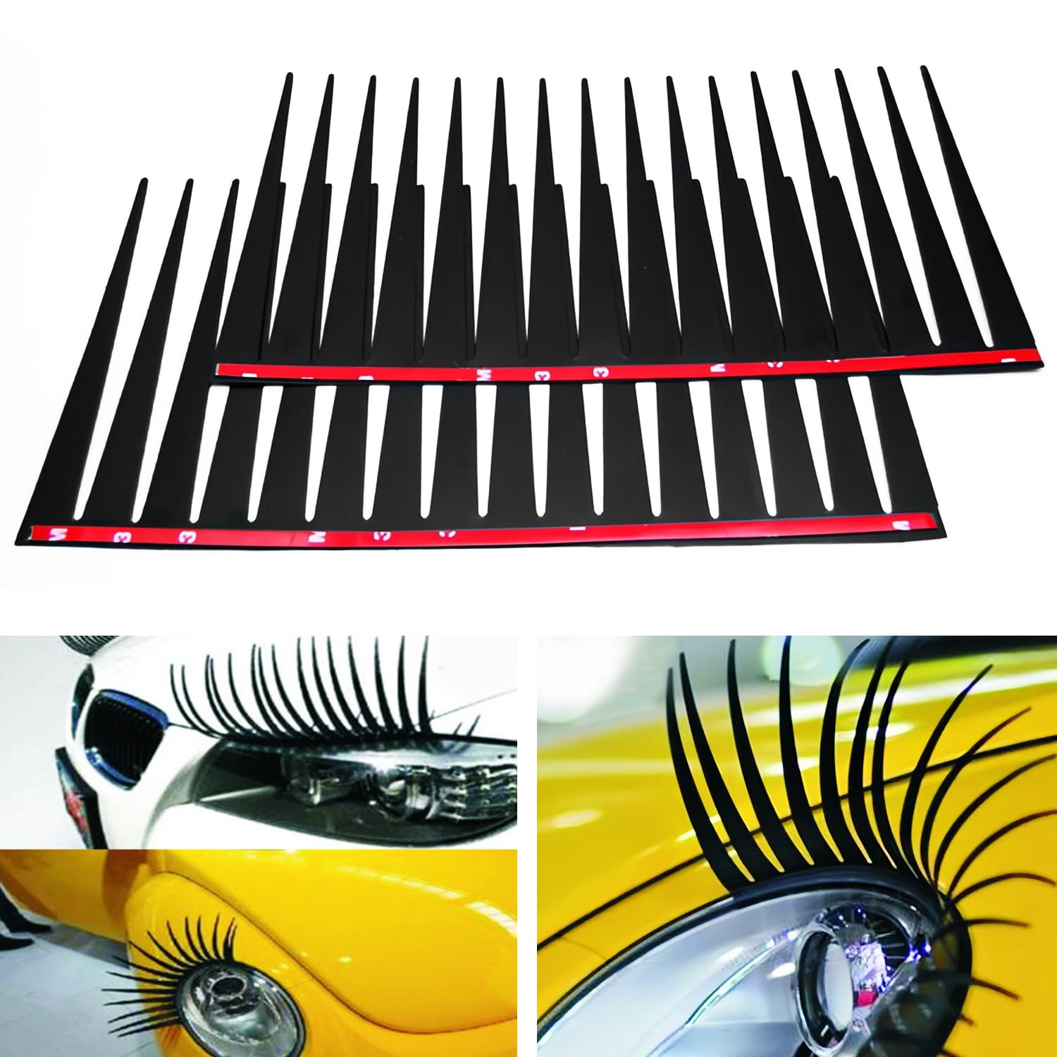 2 Pcs 3D Car Eyelashes Sticker Black Car Headlights Decoration Sticker ...
