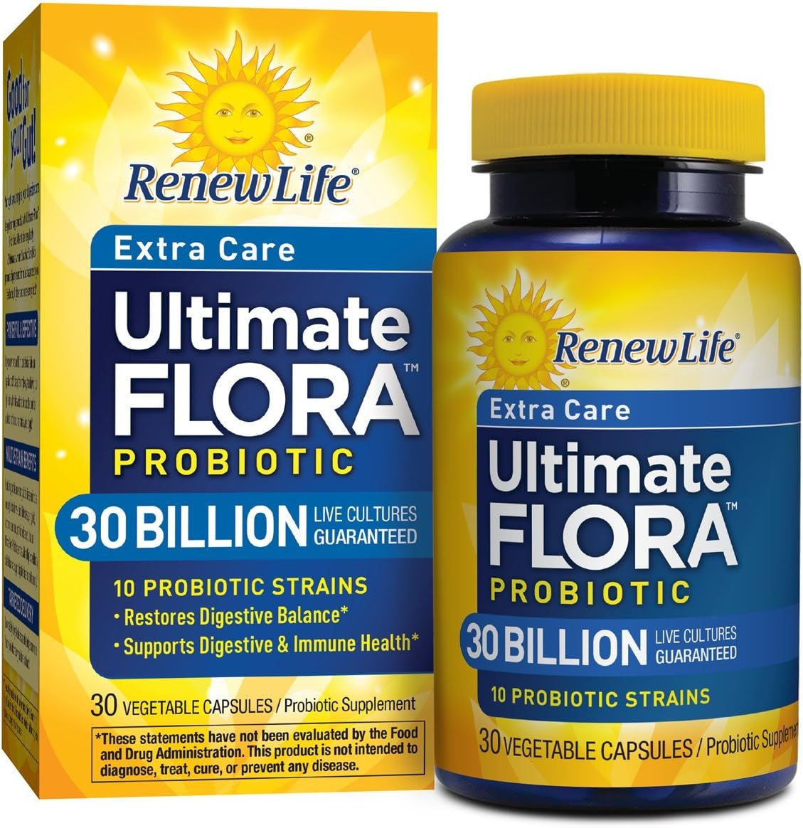 Renew Life Adult Probiotic - Ultimate Flora Probiotic Extra Care, Shelf ...