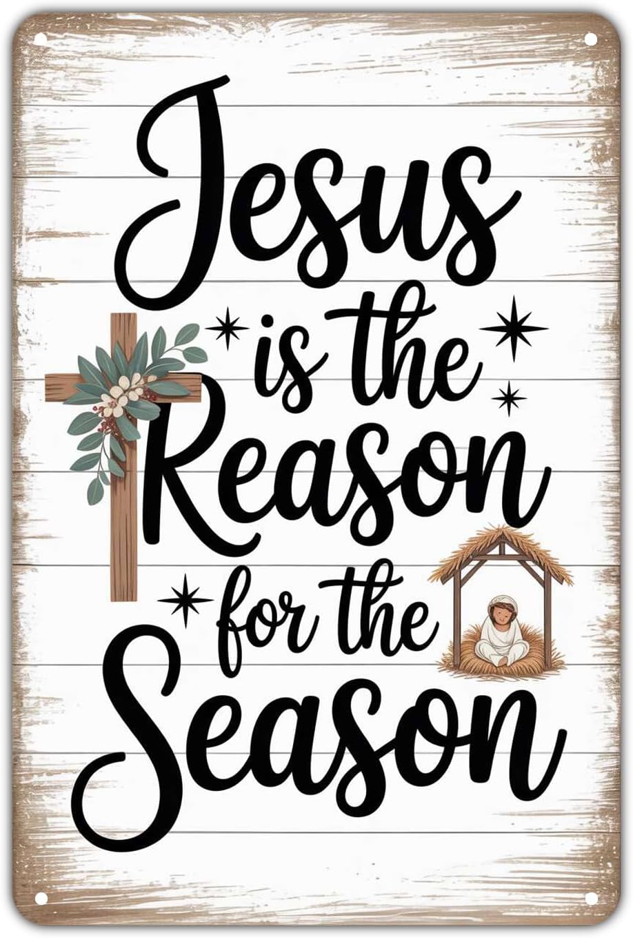 Amazon.com: Religious Jesus Christ Nativity Scene tin sign Vintage ...