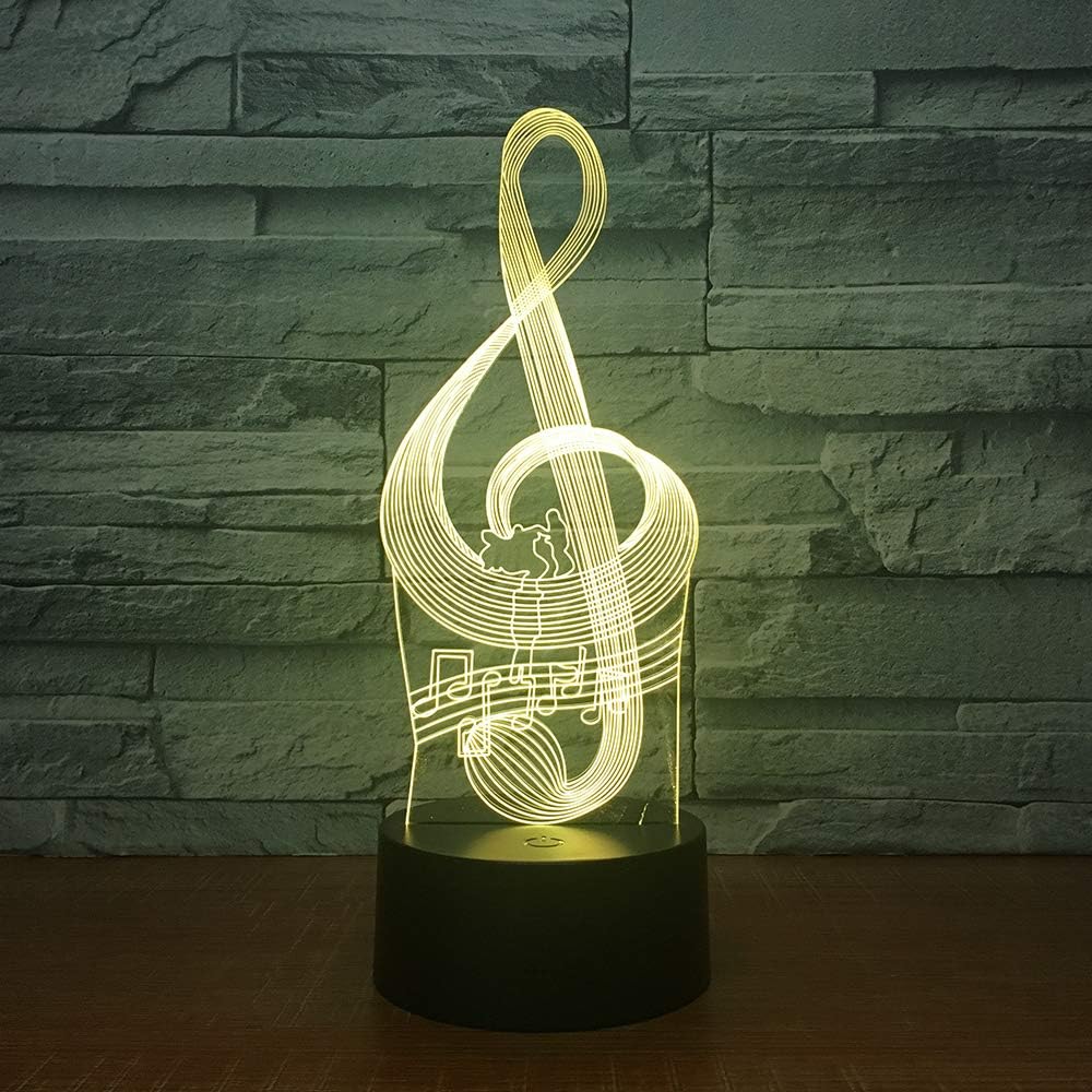 Music Note 3D Night Light, Acrylic, 7 Colors Changing Optical Illusion ...