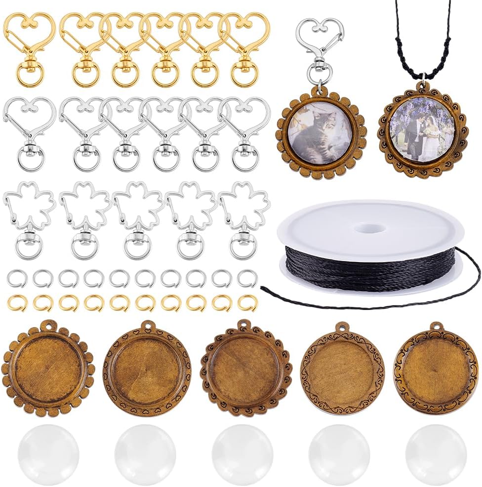 Amazon.com: AHANDMAKER 25Pcs Wood Cabochon Pendant Trays 5 Styles Bezel ...