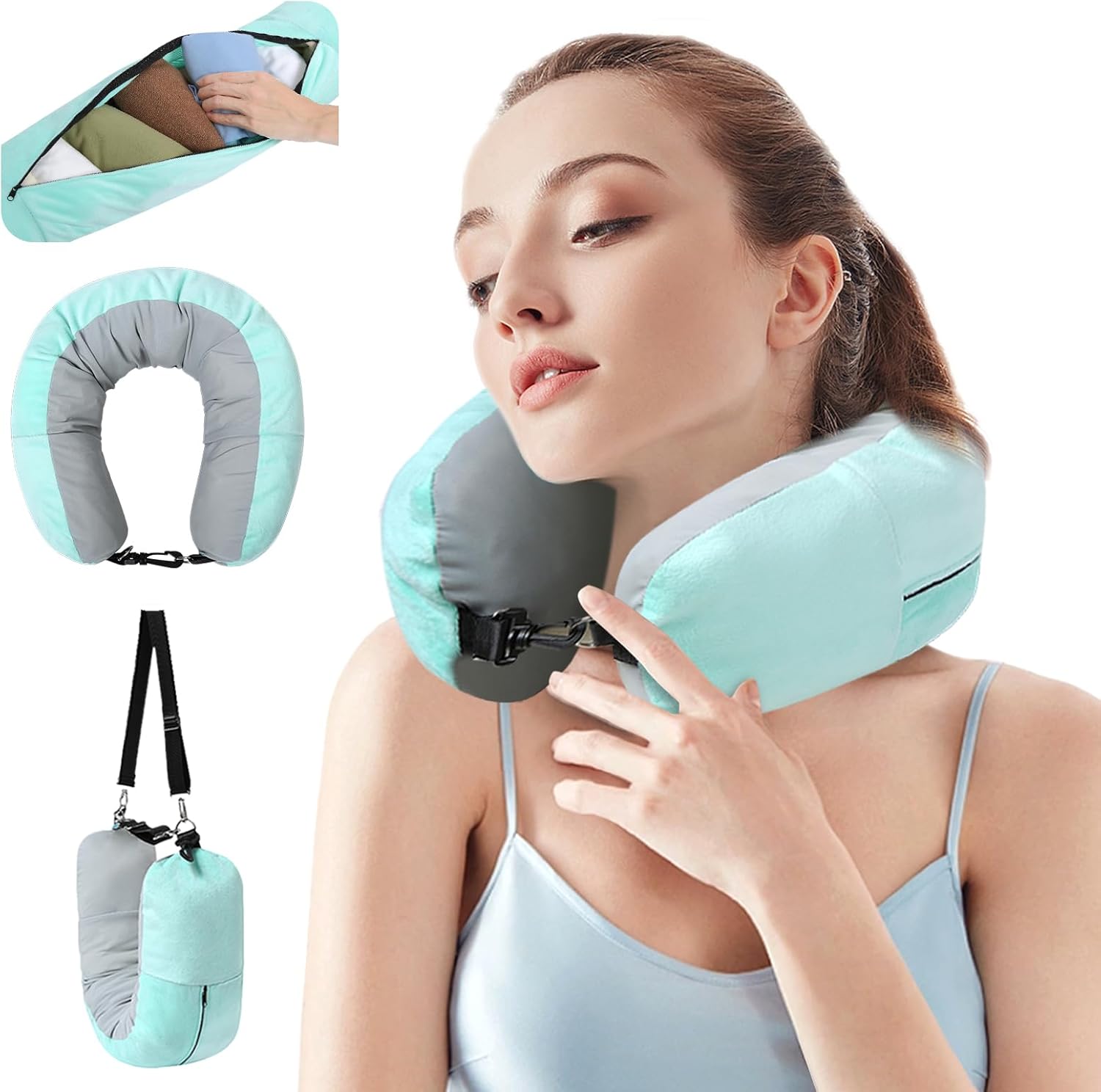 Amazon.com: HEON Stuffable Neck Pillow for Travel Extra Luggage ...