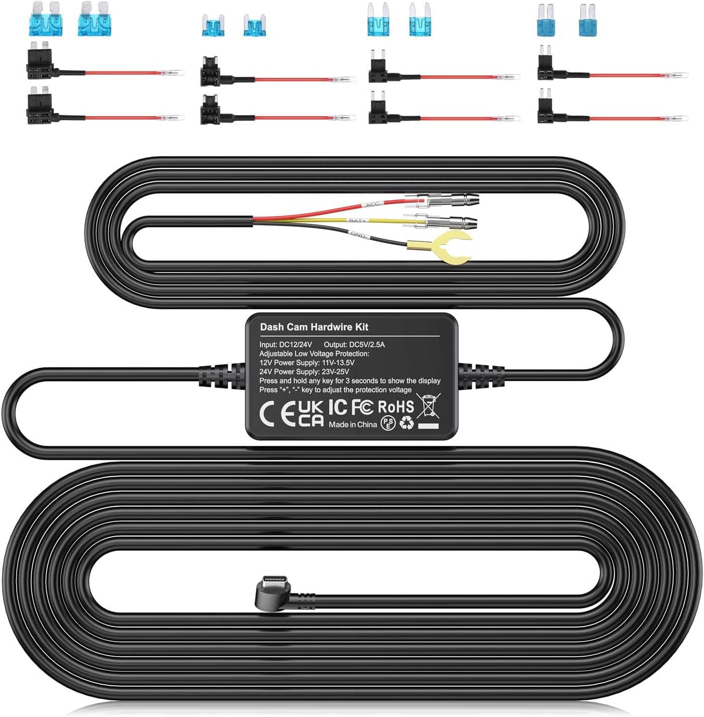 Amazon.com: OMBAR Dash Cam Hardwire Kit, Type-C Hard Wire Kit Fuse for ...