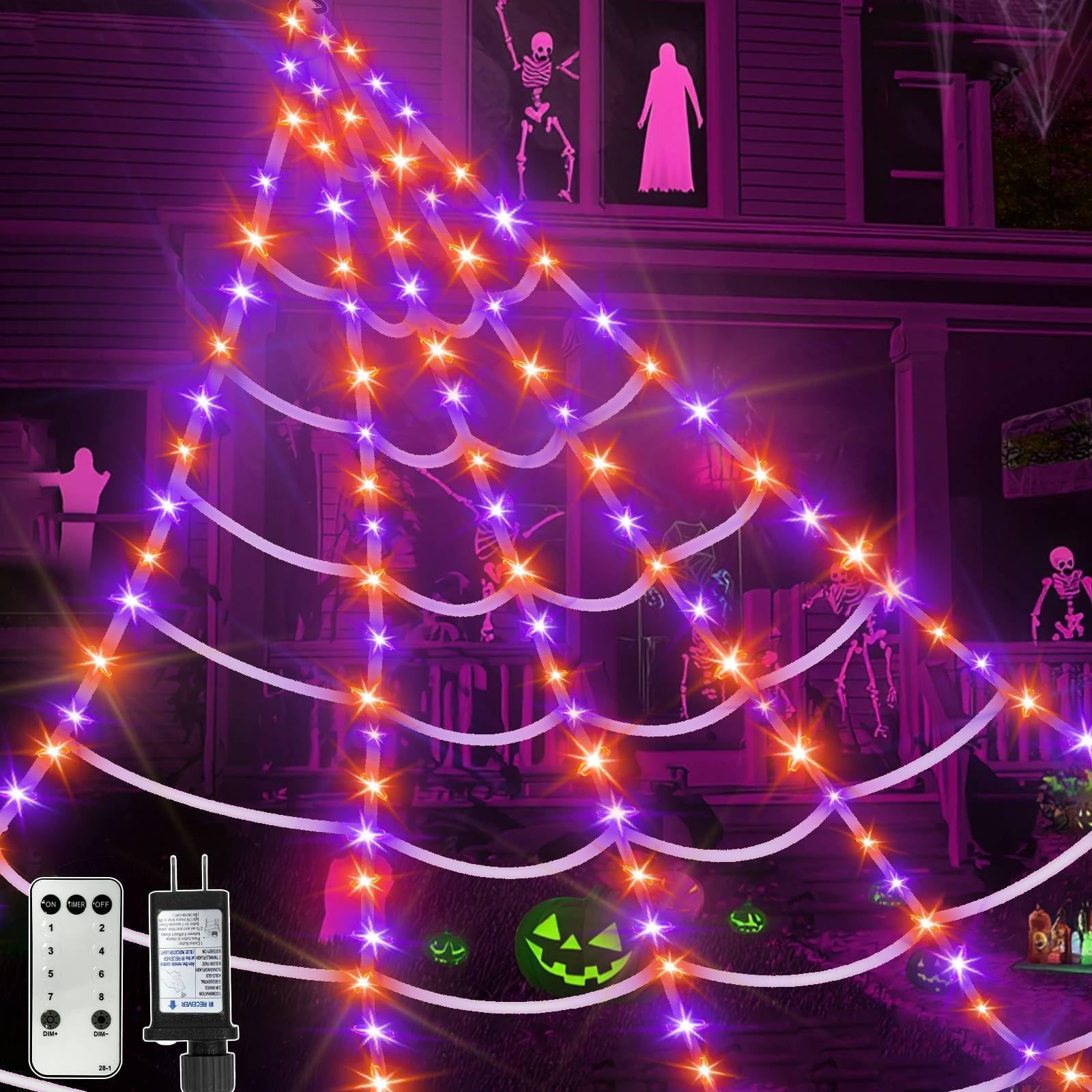 RECESKY 2 Pack Purple Spider String Lights with Timing Function- Total ...