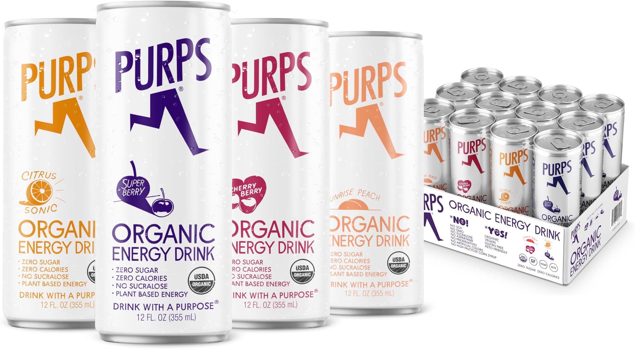 Amazon.com : Purps Organic Energy - 12oz (Pack of 12) (Variety Pack ...