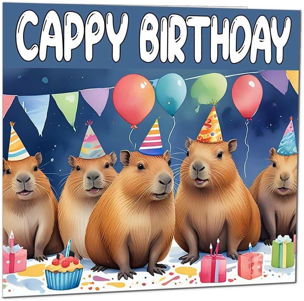 Capybara Birthday Card - Cappy Birthday : Amazon.co.uk: Stationery ...