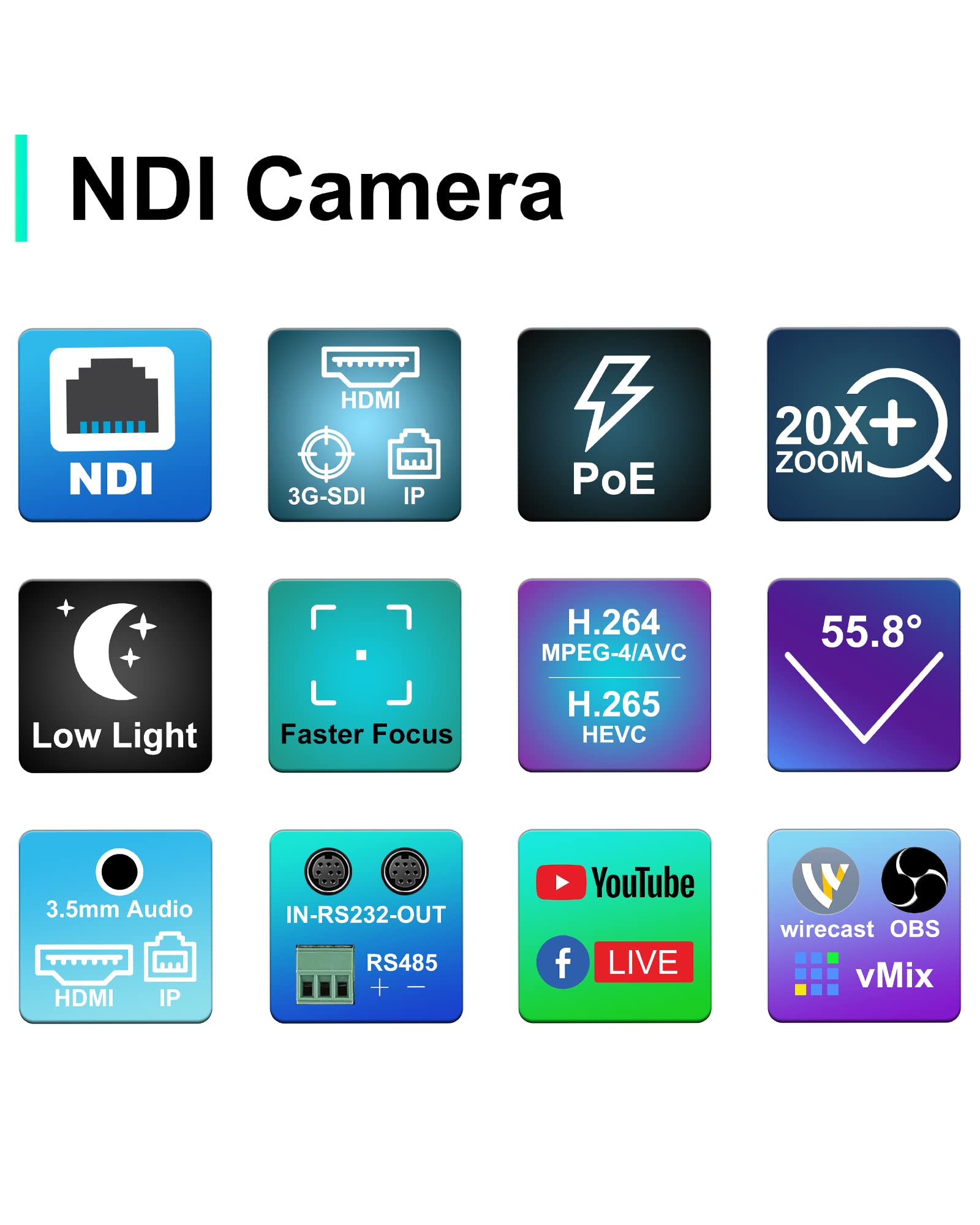 Snapklik.com : FoMaKo NDI PTZ Camera Bundle 20X HDMI 3G-SDI IP PoE HDMI ...