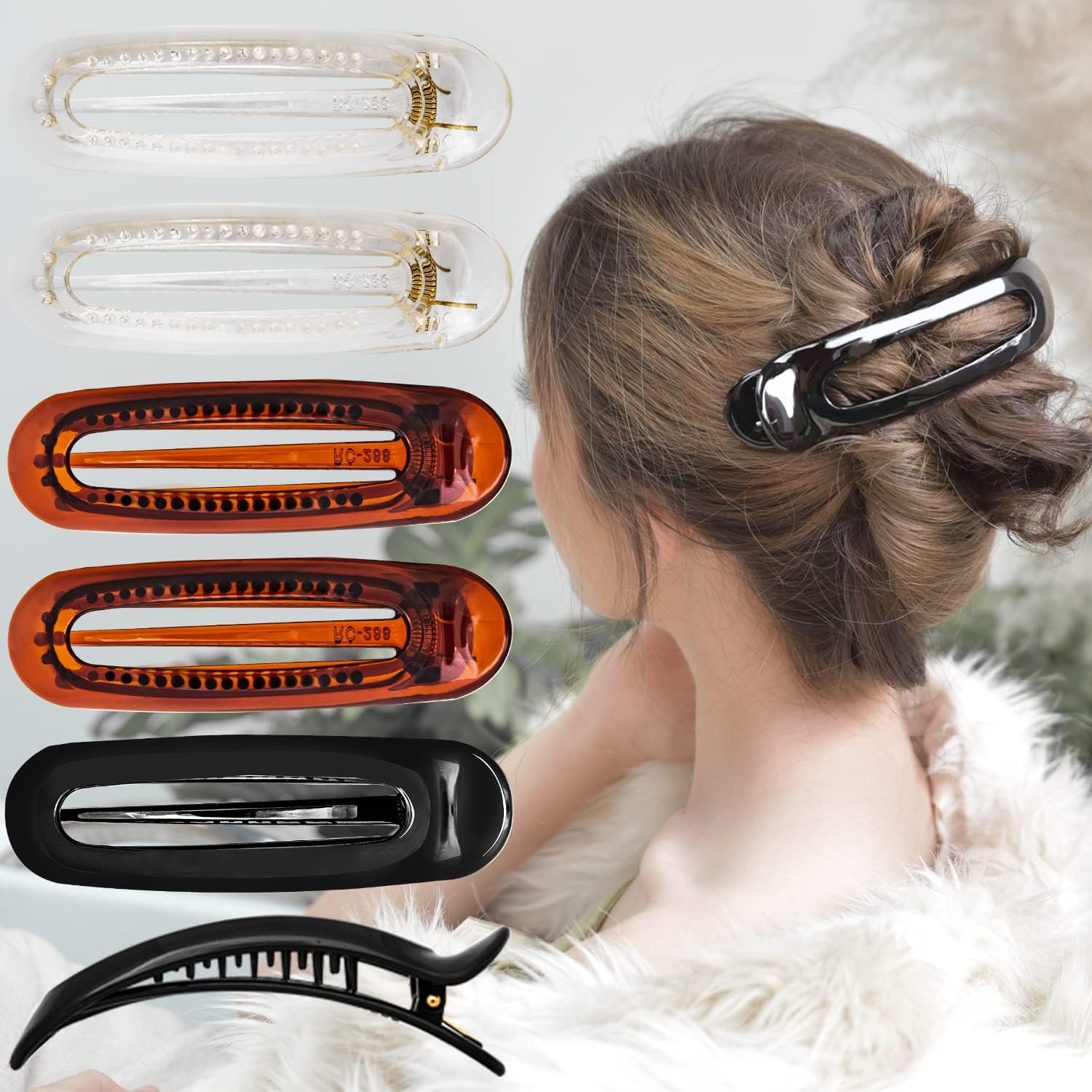 Amazon.com : Iaceble Minimalist Gold Hair Stick Barrette Oval Hair Bun ...