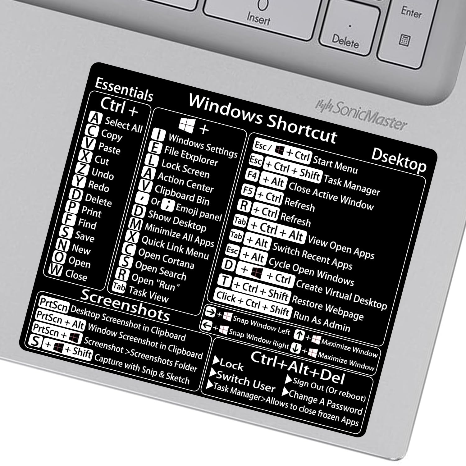 Snapklik.com : 2-Pack丨Windows Shortcut Sticker丨, Keyboard Shortcut ...