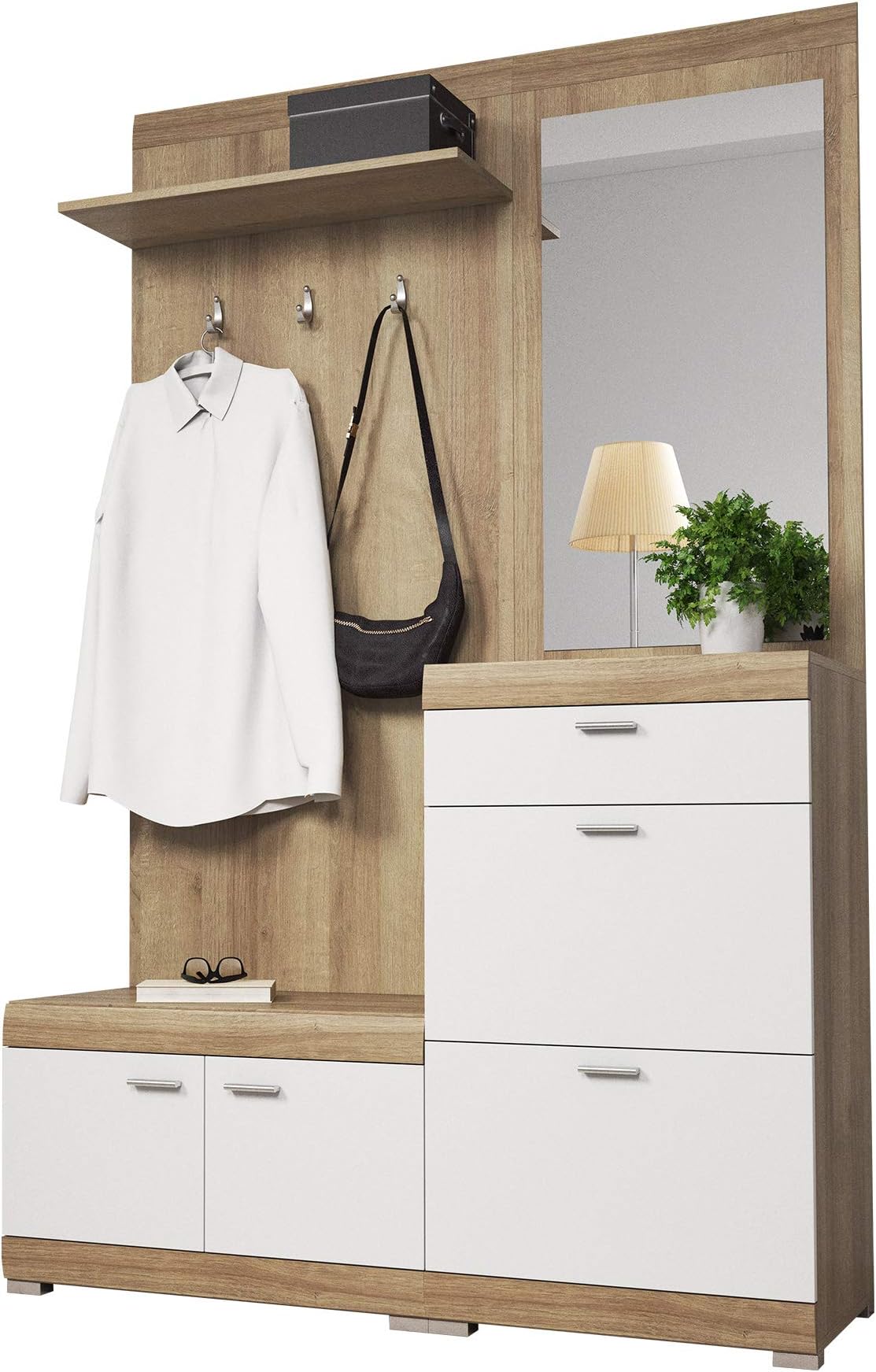 Mirjan24 Garderoben-Set Sofia, Wandgarderobe, Flurgarderobe, Spiegel, 3 ...
