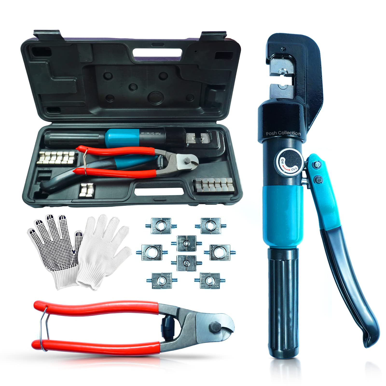 Posh Collection Hydraulic Crimping Tool Set 8T - Complete Cable Crimper ...